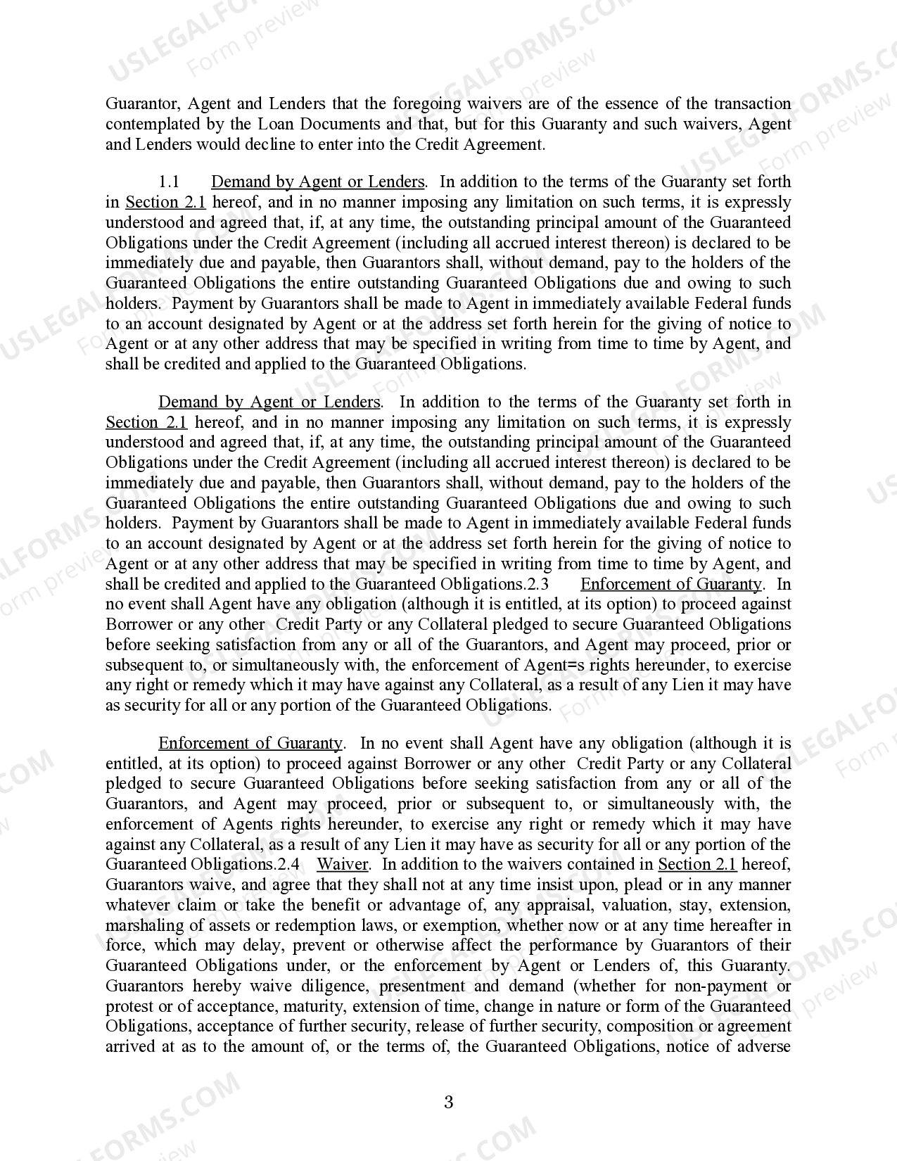 Utah Subsidiary Guaranty Agreement | US Legal Forms