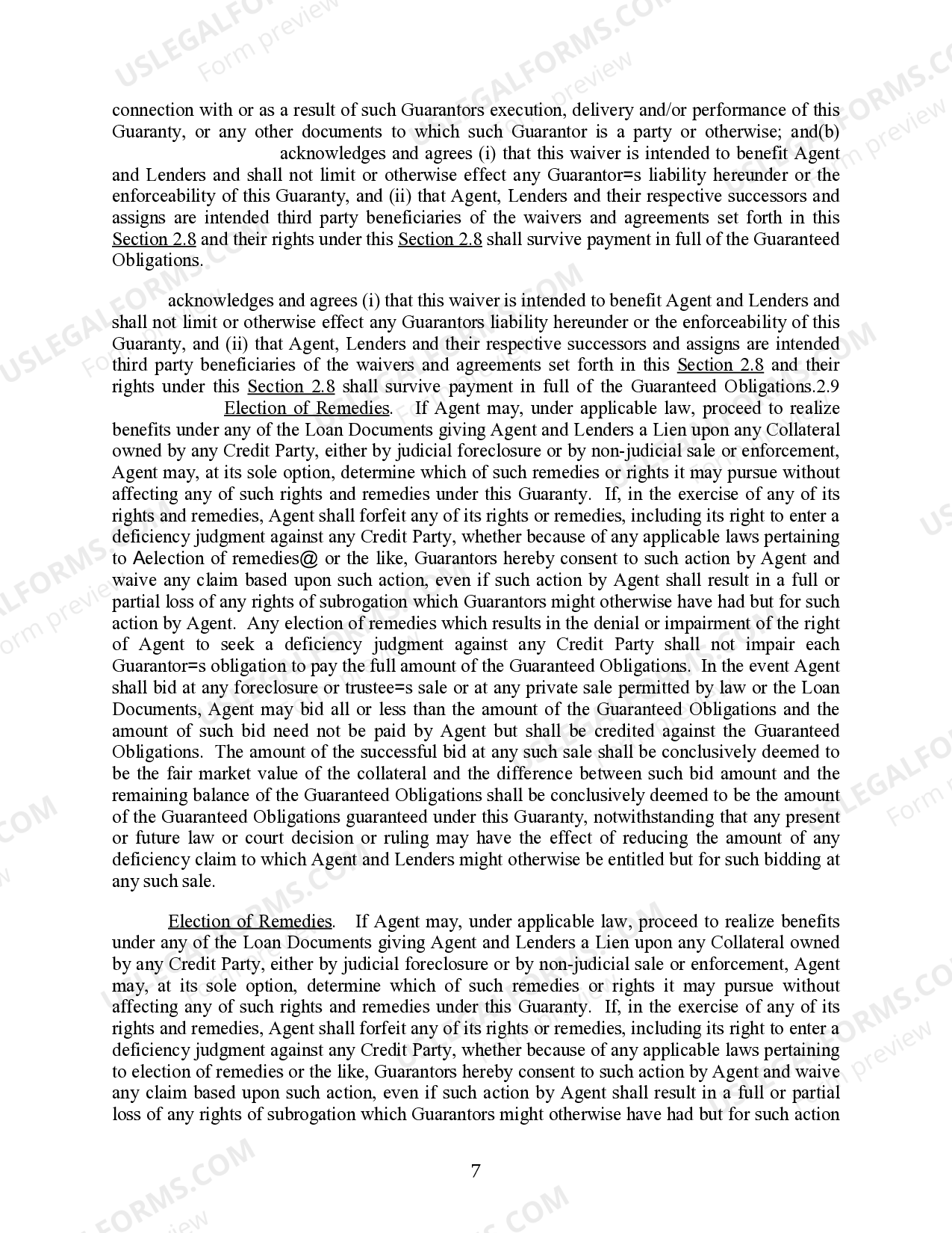 Alaska Subsidiary Guaranty Agreement | US Legal Forms