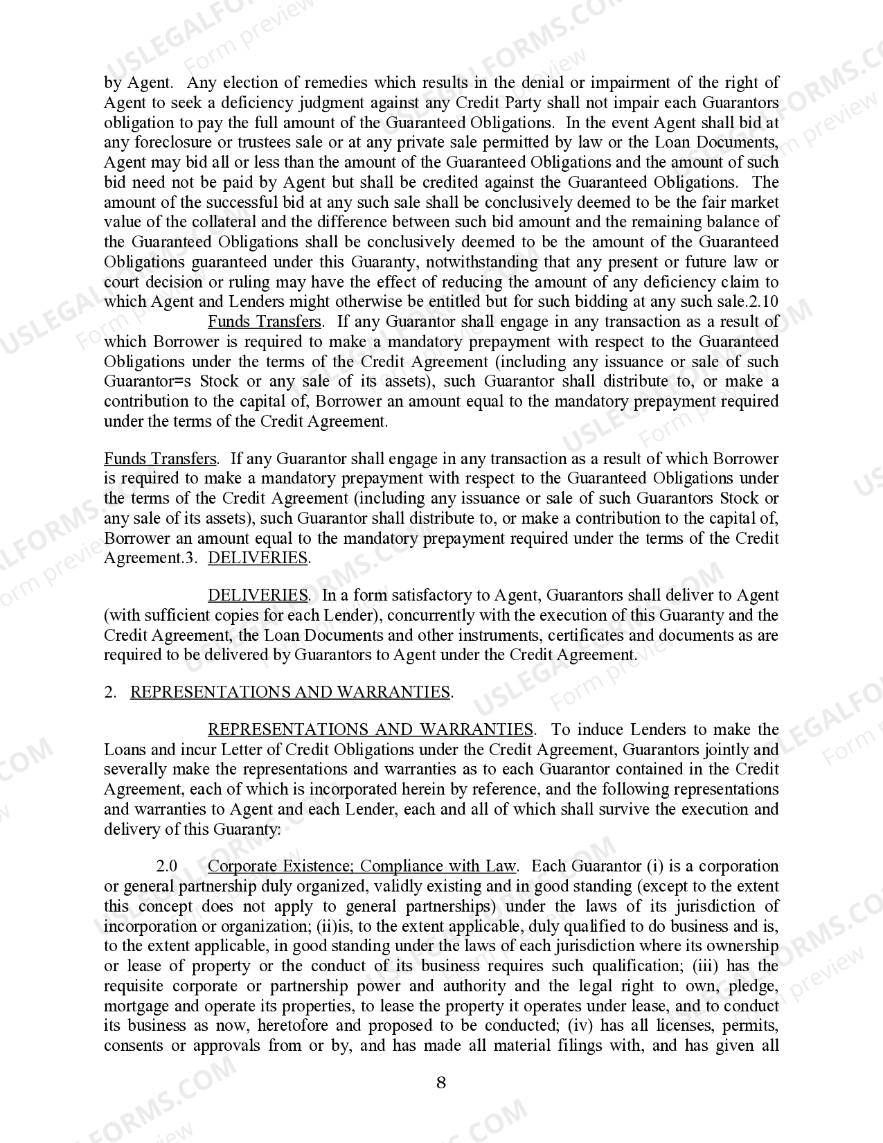 Mississippi Subsidiary Guaranty Agreement | US Legal Forms