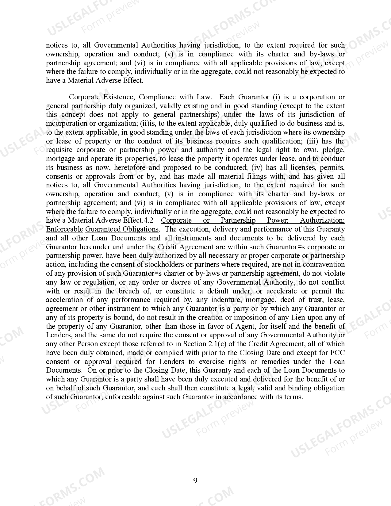 Louisiana Subsidiary Guaranty Agreement | US Legal Forms