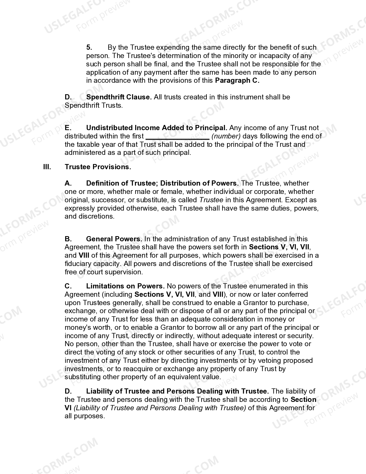 Irrevocable Trust Agreement for Minor which Qualifies for Annual Gift ...