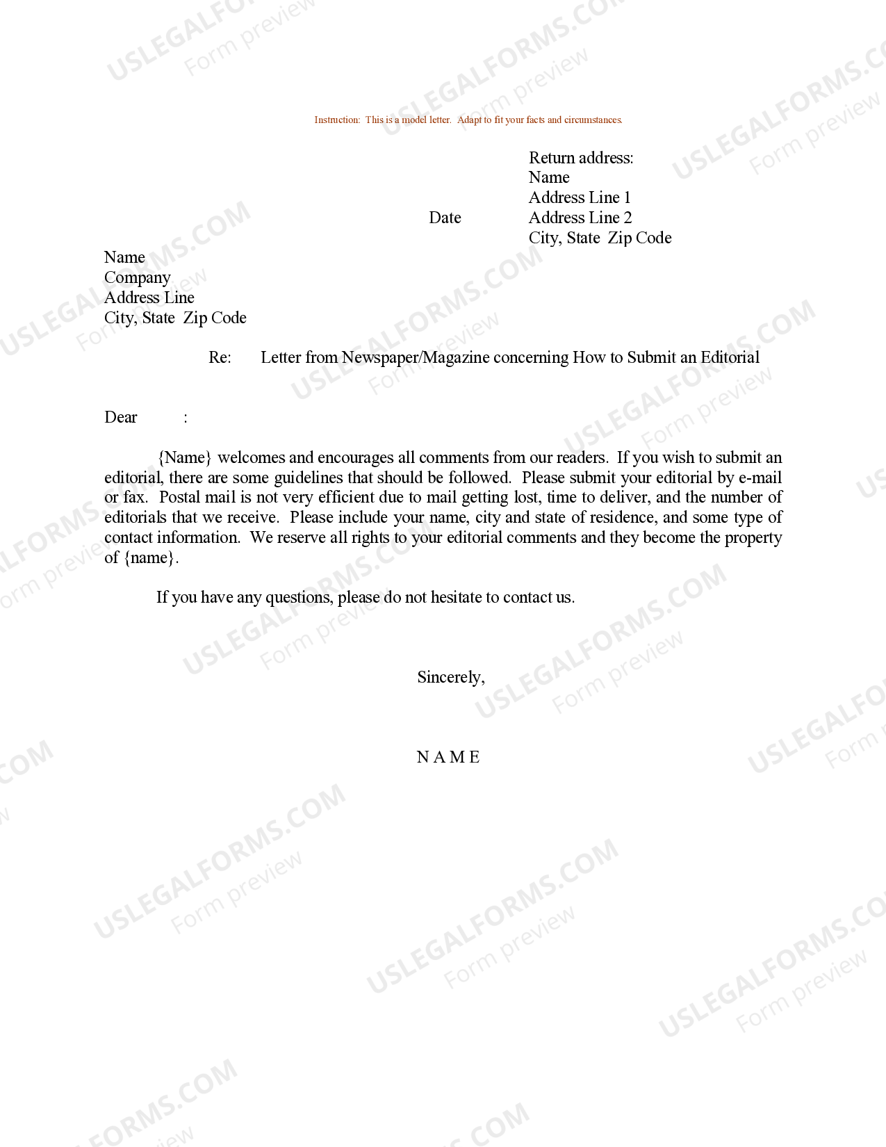 Rhode Island Sample Letter for How to Submit an Editorial | US Legal Forms