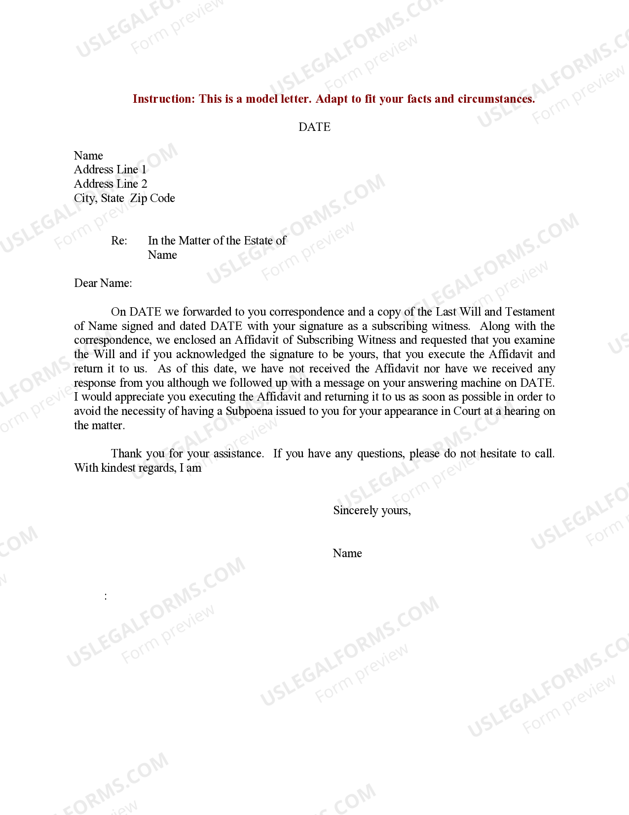 Sample Letter for Update to Witness Verification - Sample Letter ...