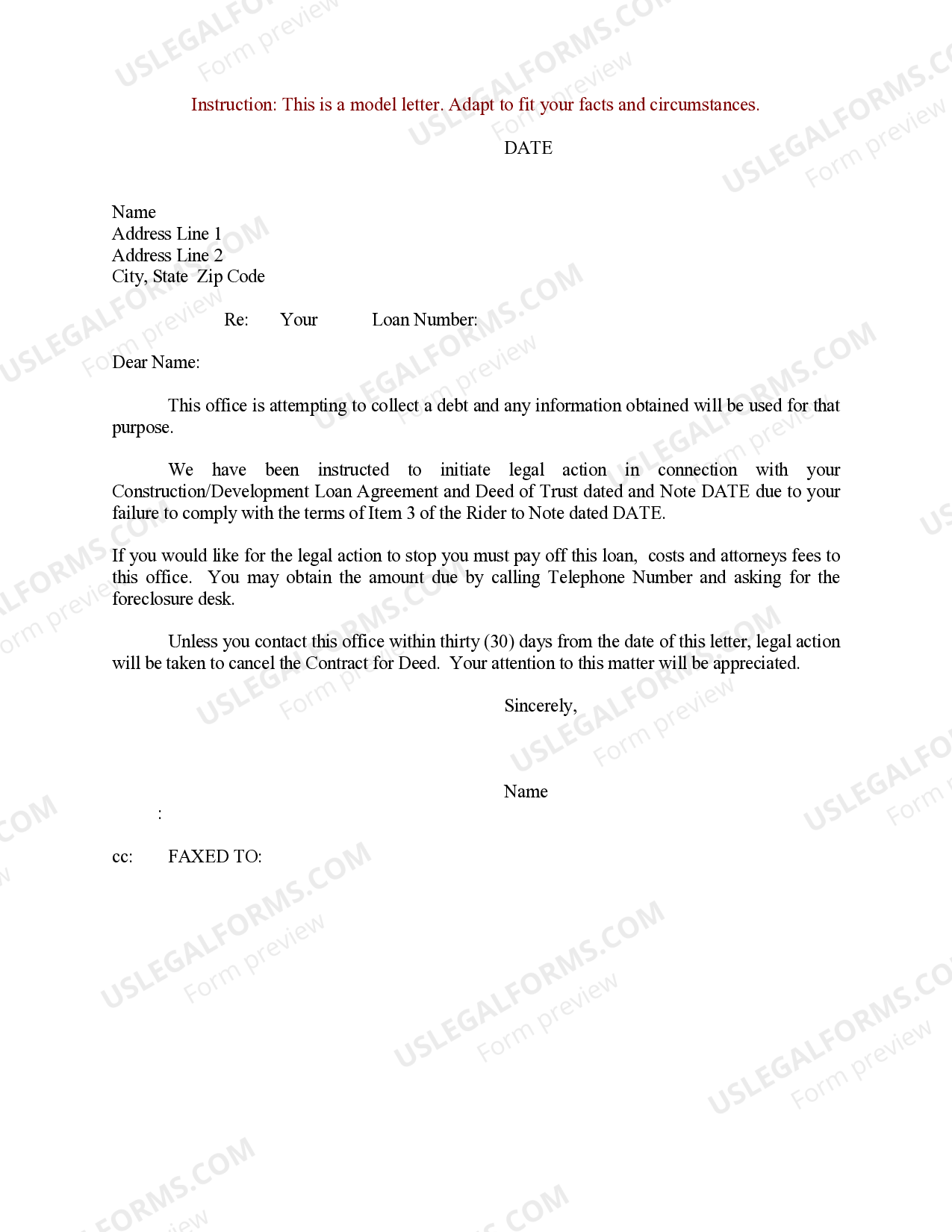 Sample Letter for Attempt to Collect Debt before Legal Action - Debt ...