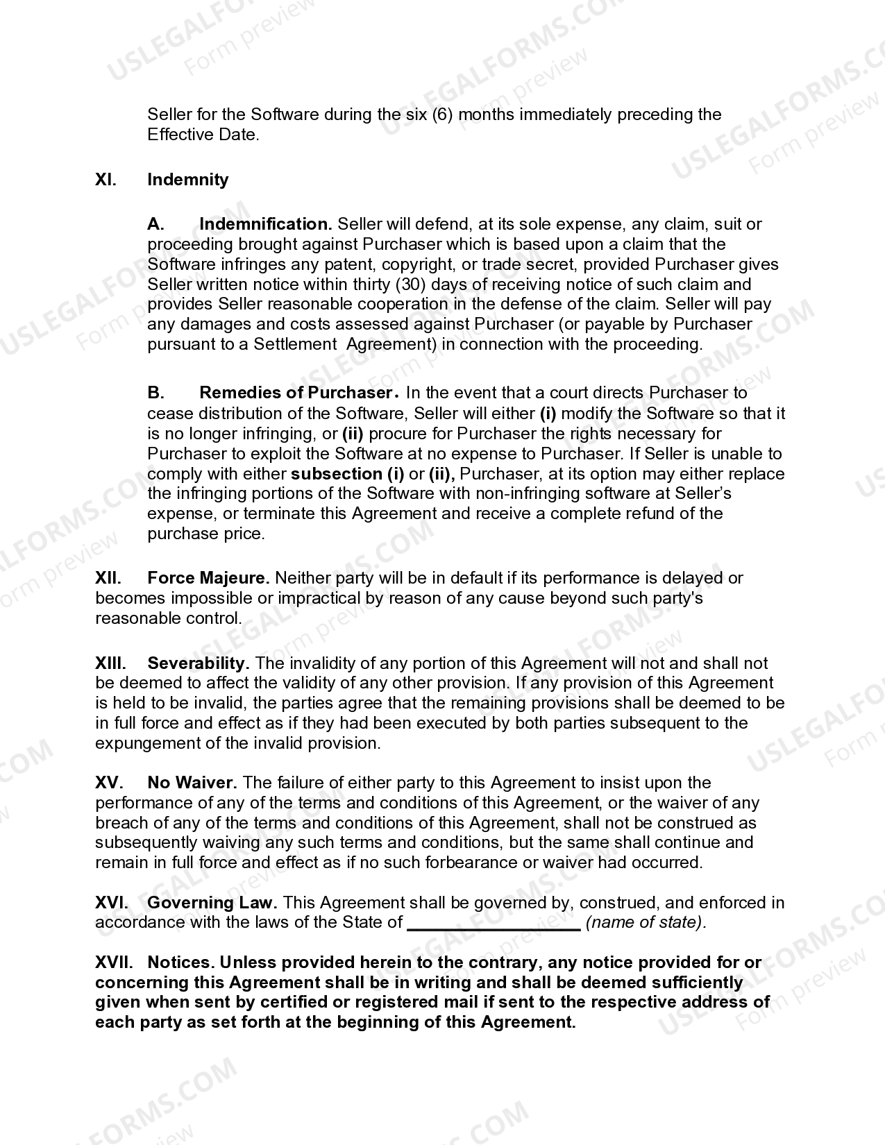 Software Acquisition Agreement Us Legal Forms