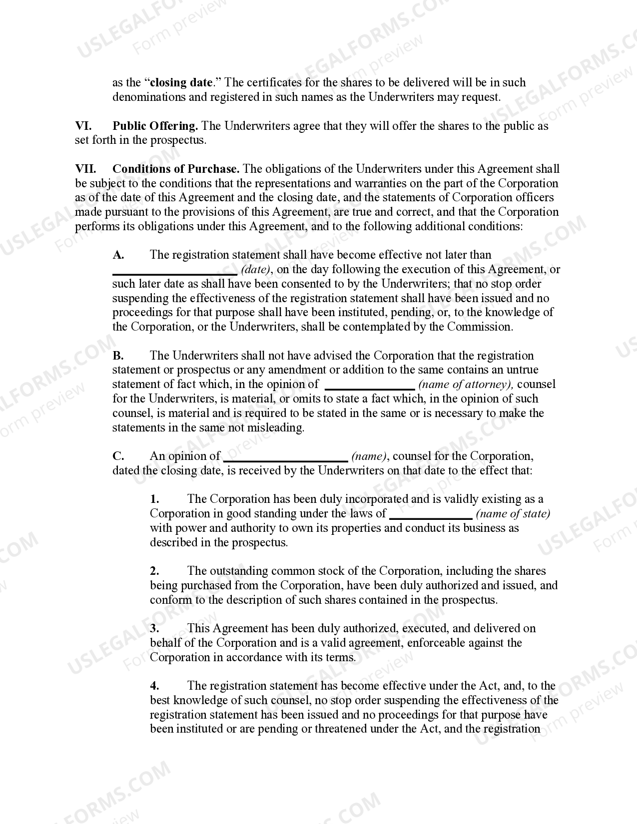 Underwriting Agreement | US Legal Forms