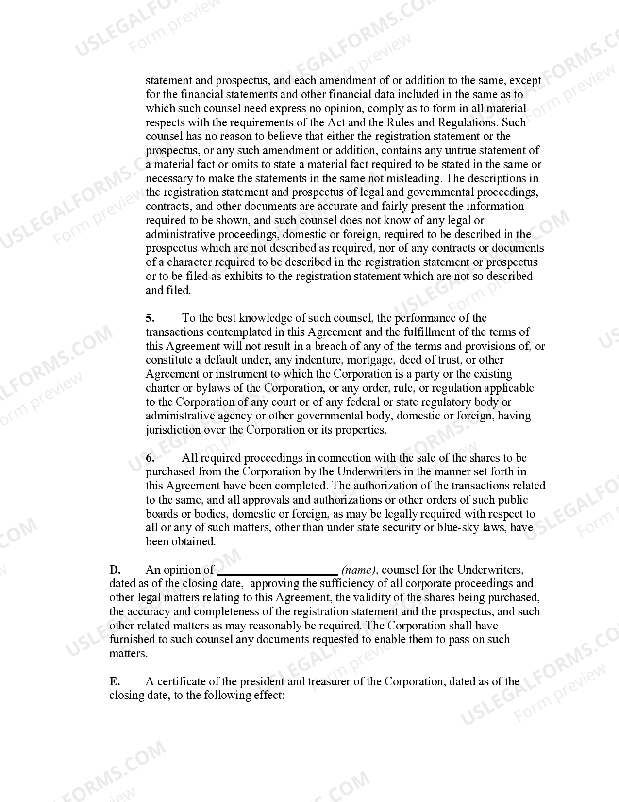 Underwriting Agreement | US Legal Forms