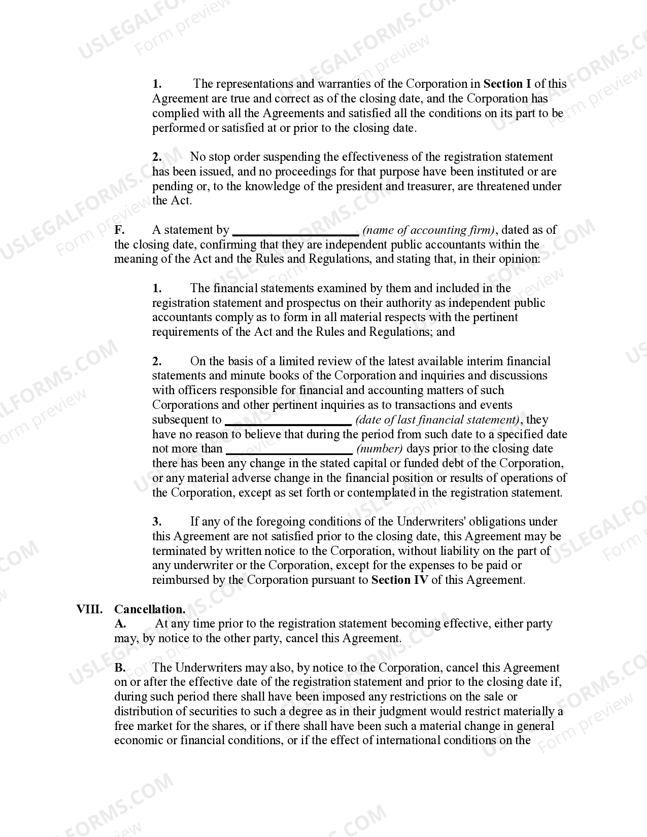 Underwriting Agreement | US Legal Forms