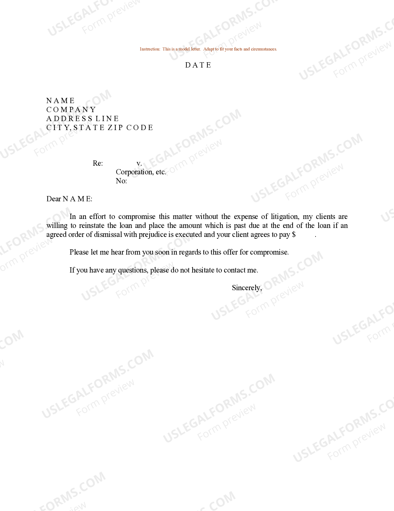 Sample Letter for Reinstatement of Loan - Reinstatement Loan | US Legal ...