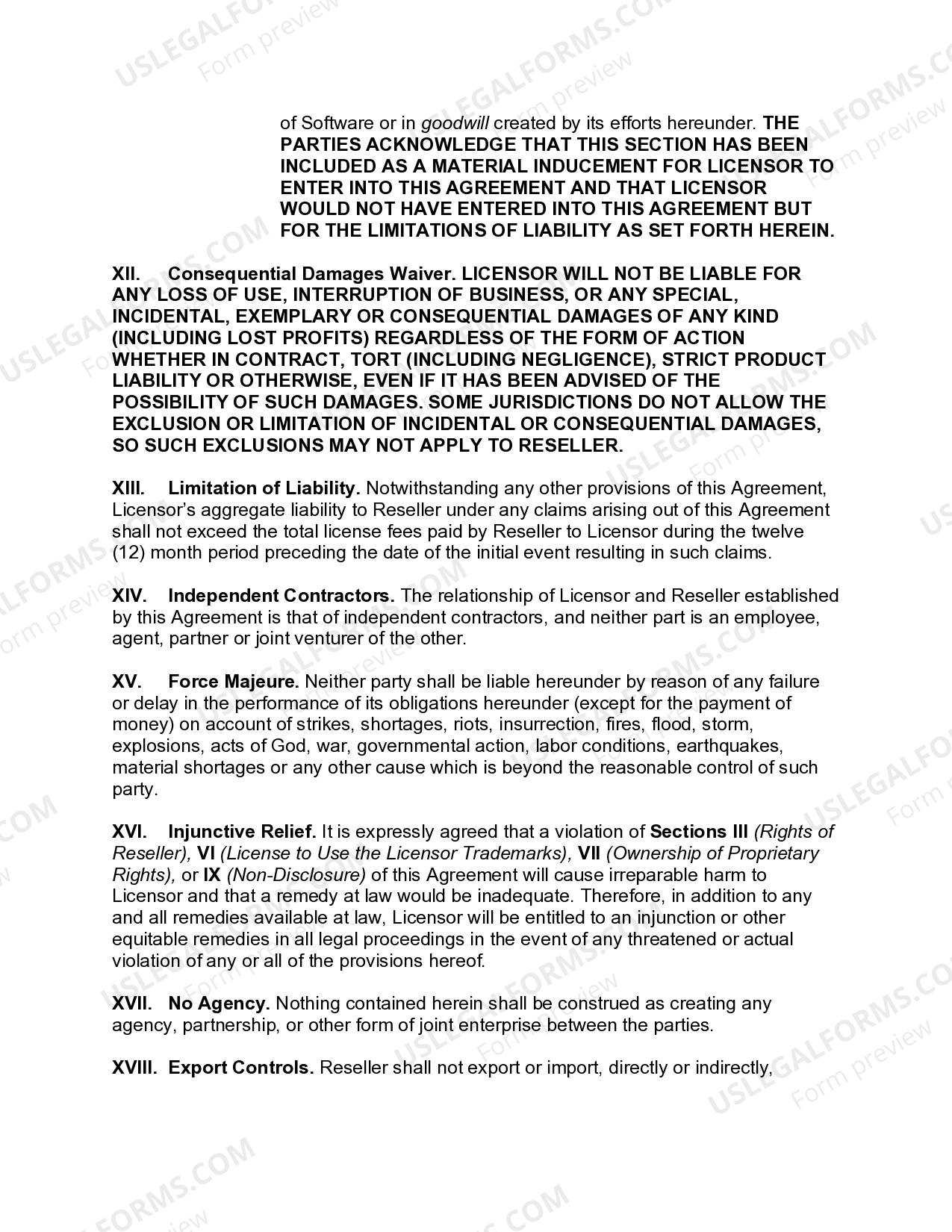 Software Reseller Agreement | US Legal Forms
