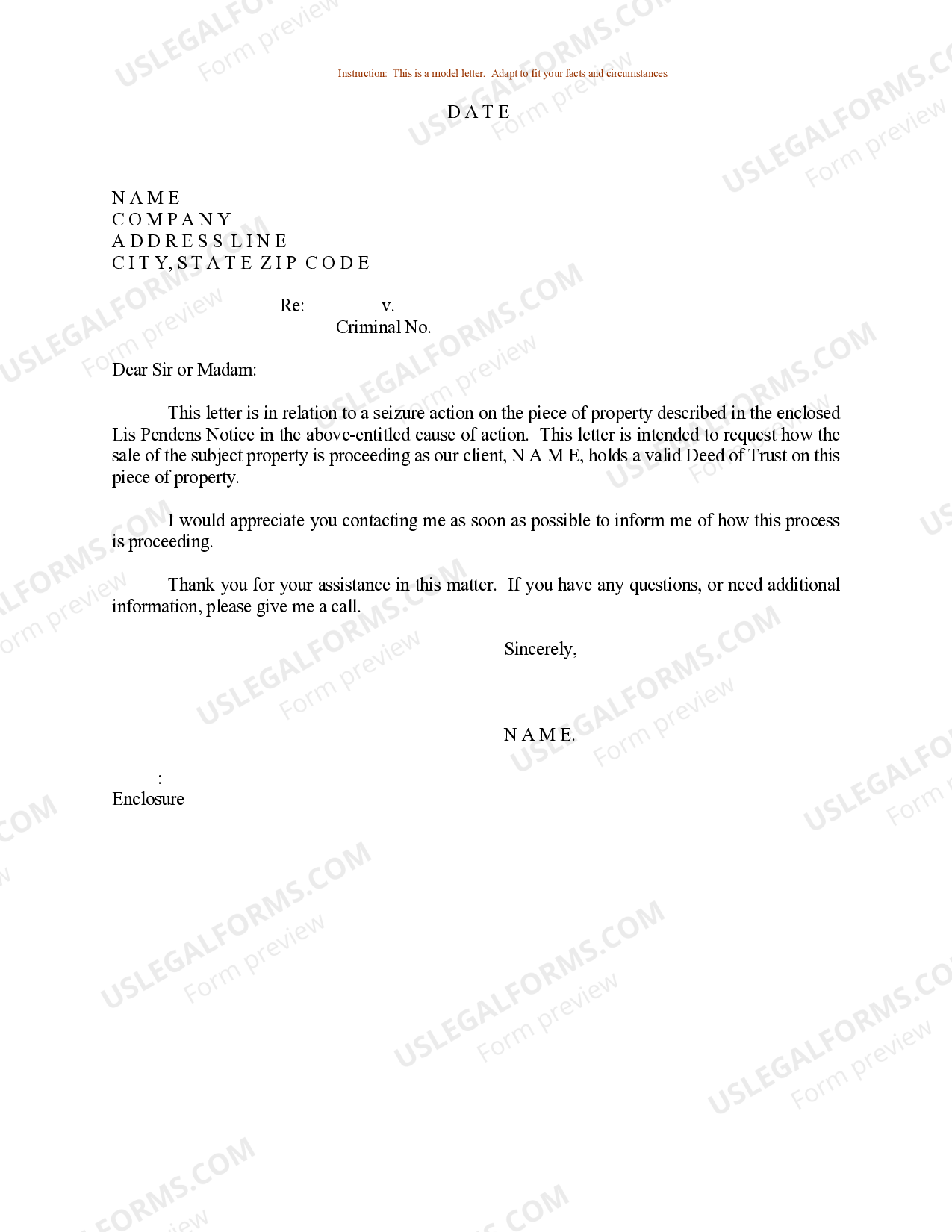 Sample Letter for Request of Information Pertaining to Property Sale ...