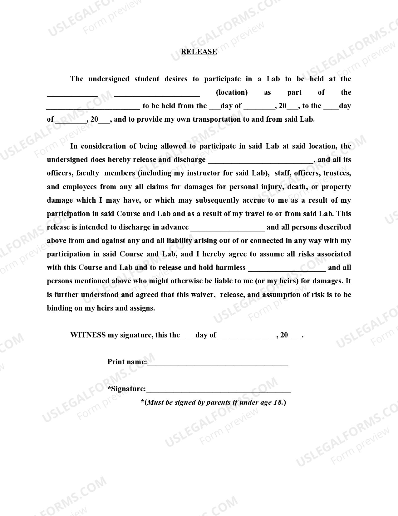 Oklahoma Release regarding Laboratory Activities | US Legal Forms