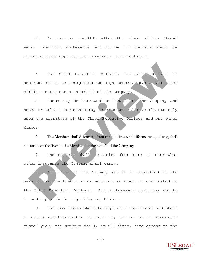 LLC Operating Agreement For Single Member Limited Liability Company 
