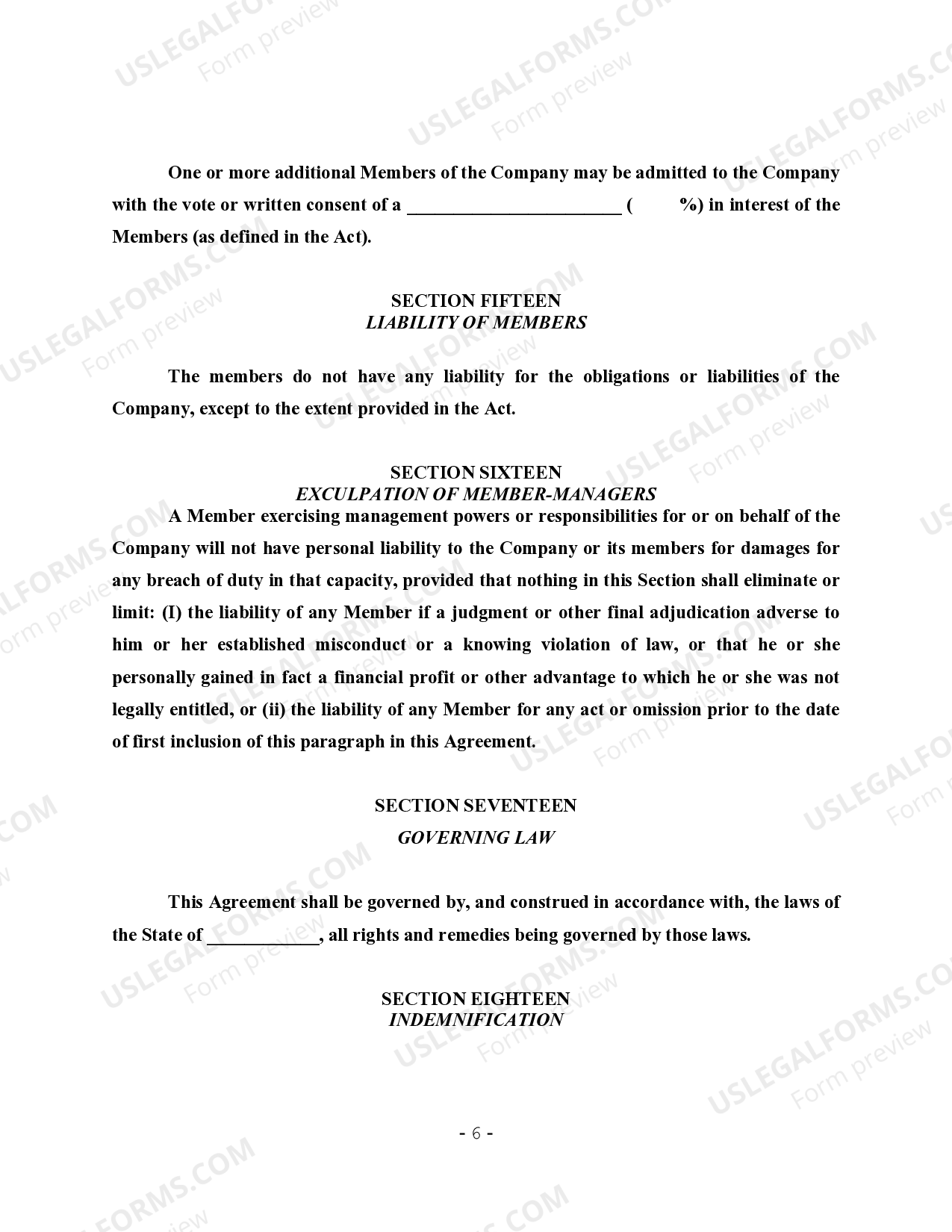 Sample LLC Operating Agreement | US Legal Forms