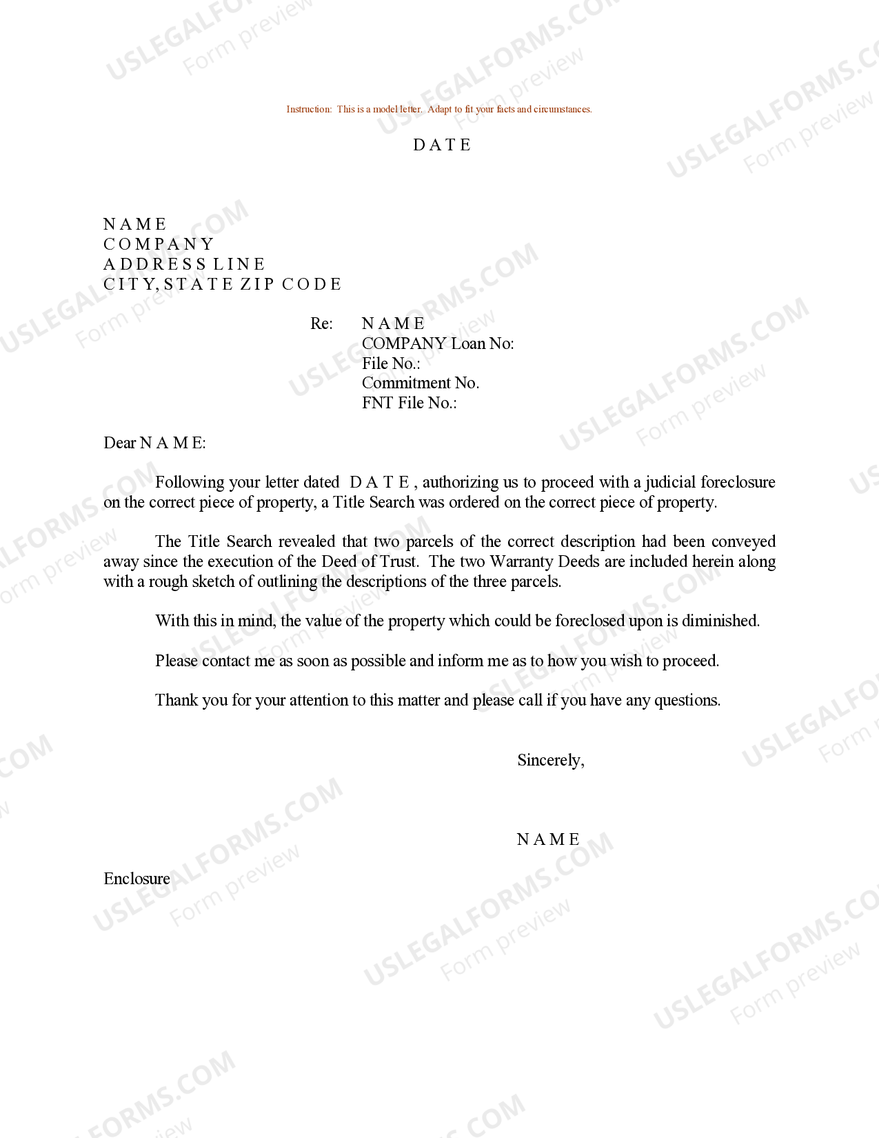 Sample Letter for Judicial Foreclosure - Sample Letter Foreclosure | US ...