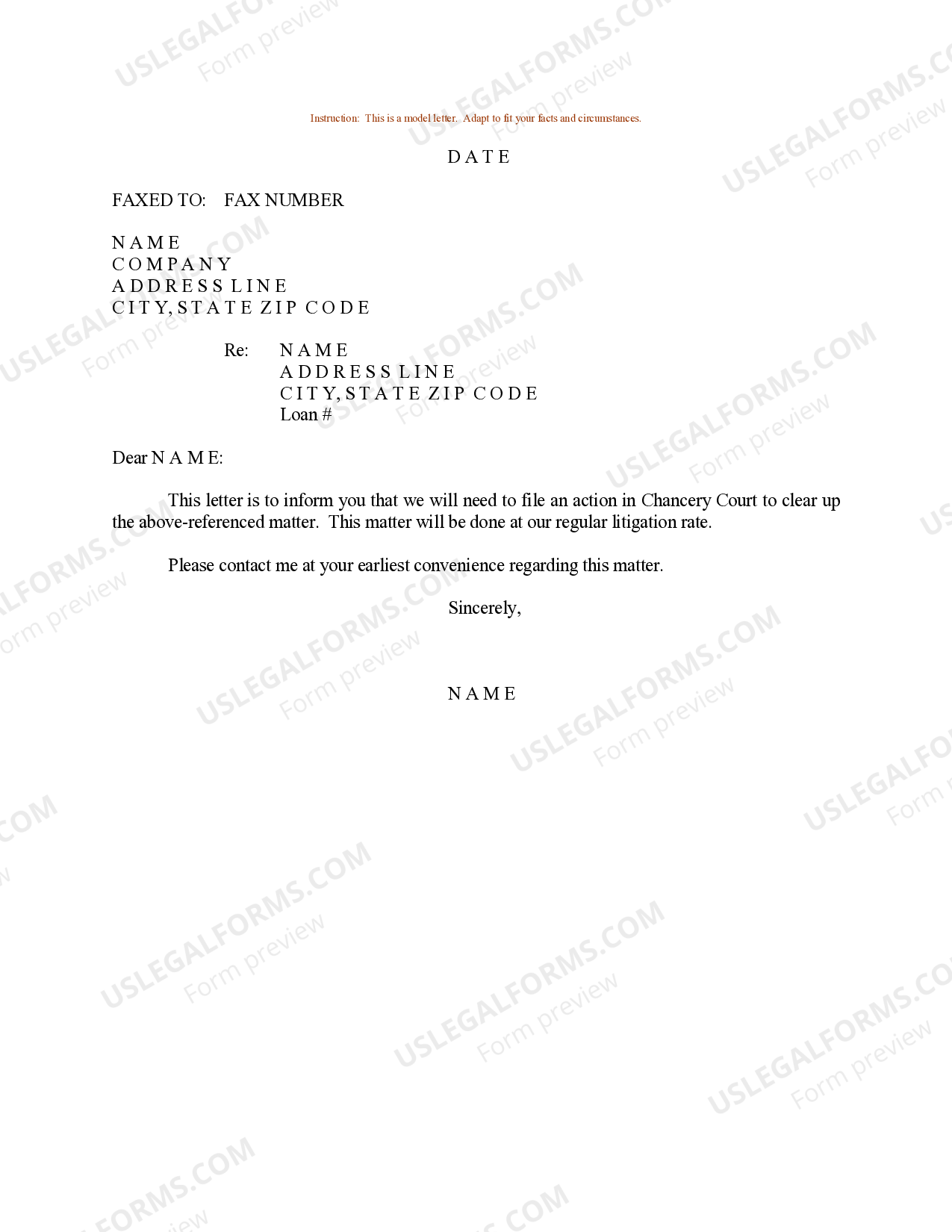 Sample Letter for Legal Action Concerning Loan - Legal Action Loan | US ...