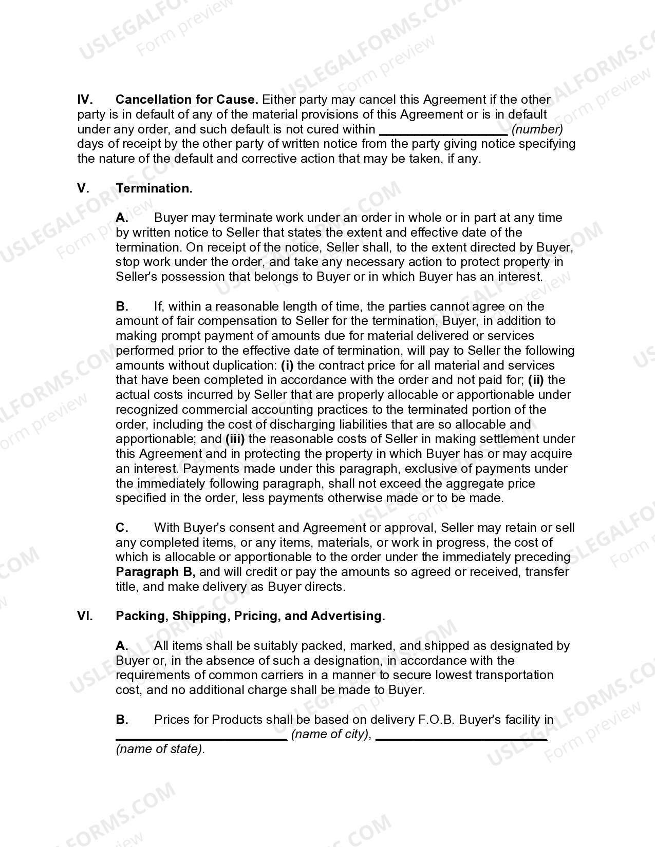 Agreement for Long-Term Purchases of Goods | US Legal Forms