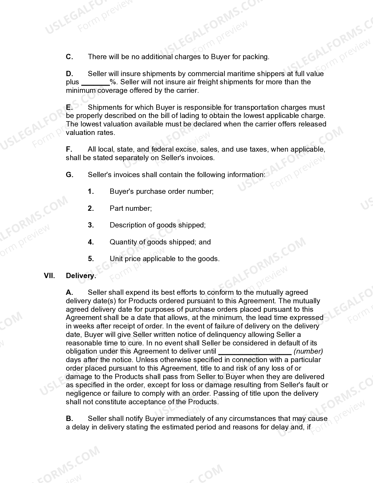 Agreement for Long-Term Purchases of Goods | US Legal Forms