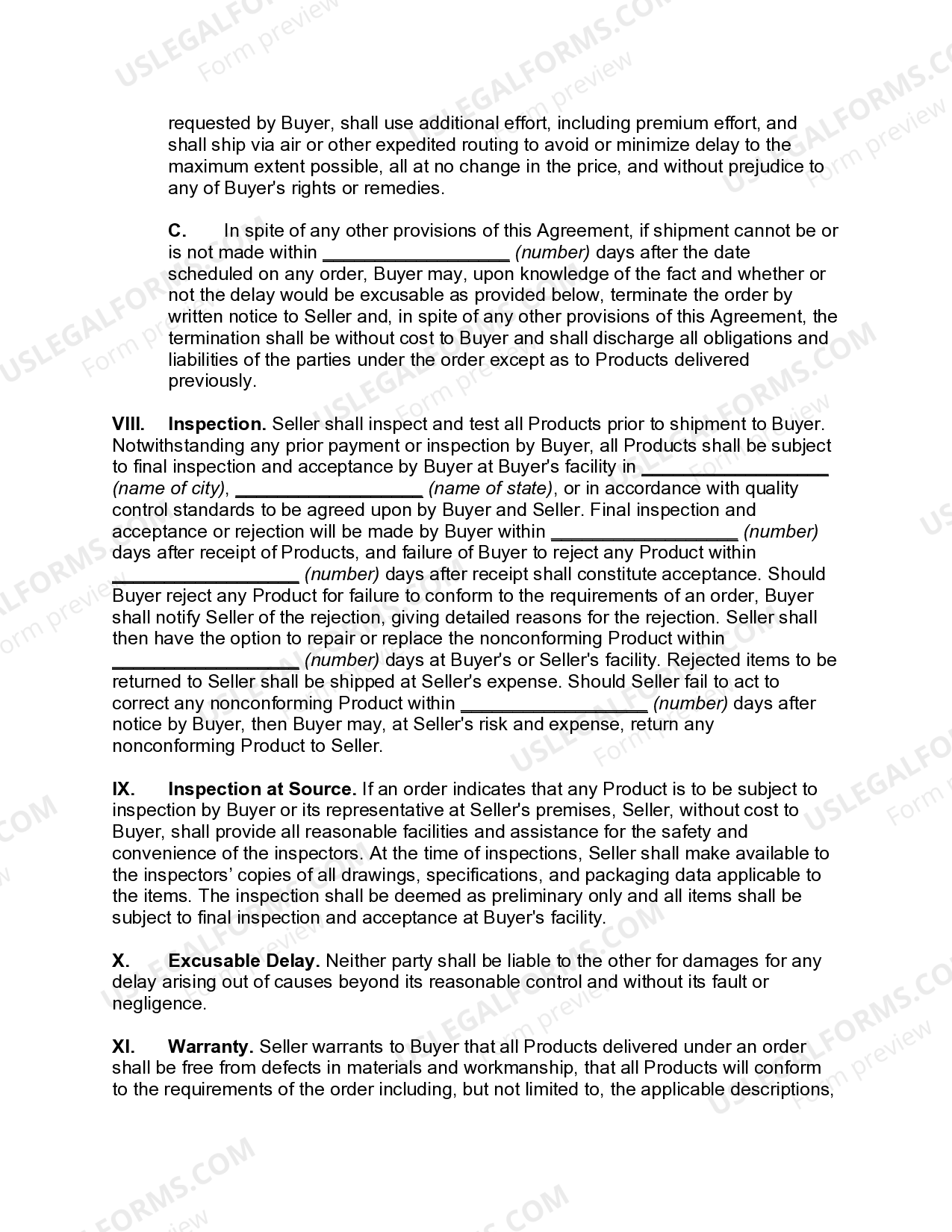 Agreement for Long-Term Purchases of Goods | US Legal Forms