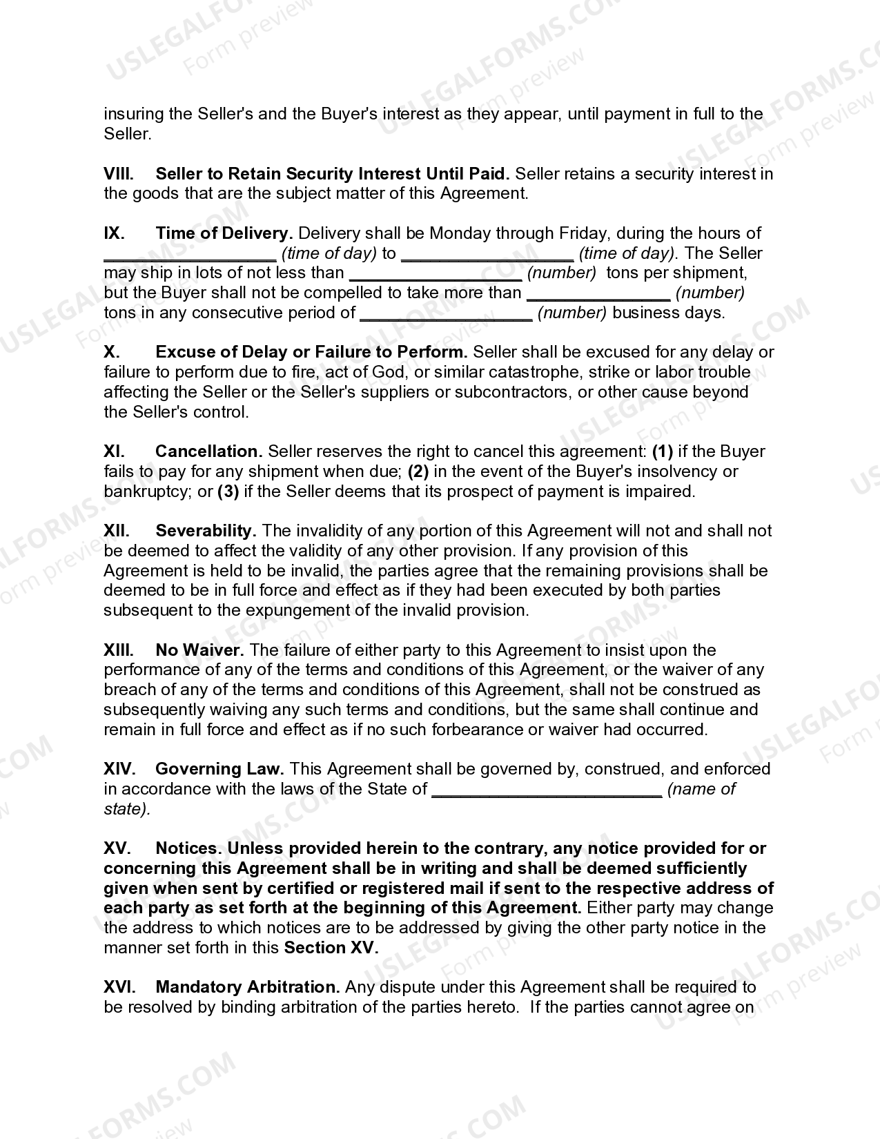 Agreement for Sale of Goods with Adjustment in Purchase Price Pursuant ...