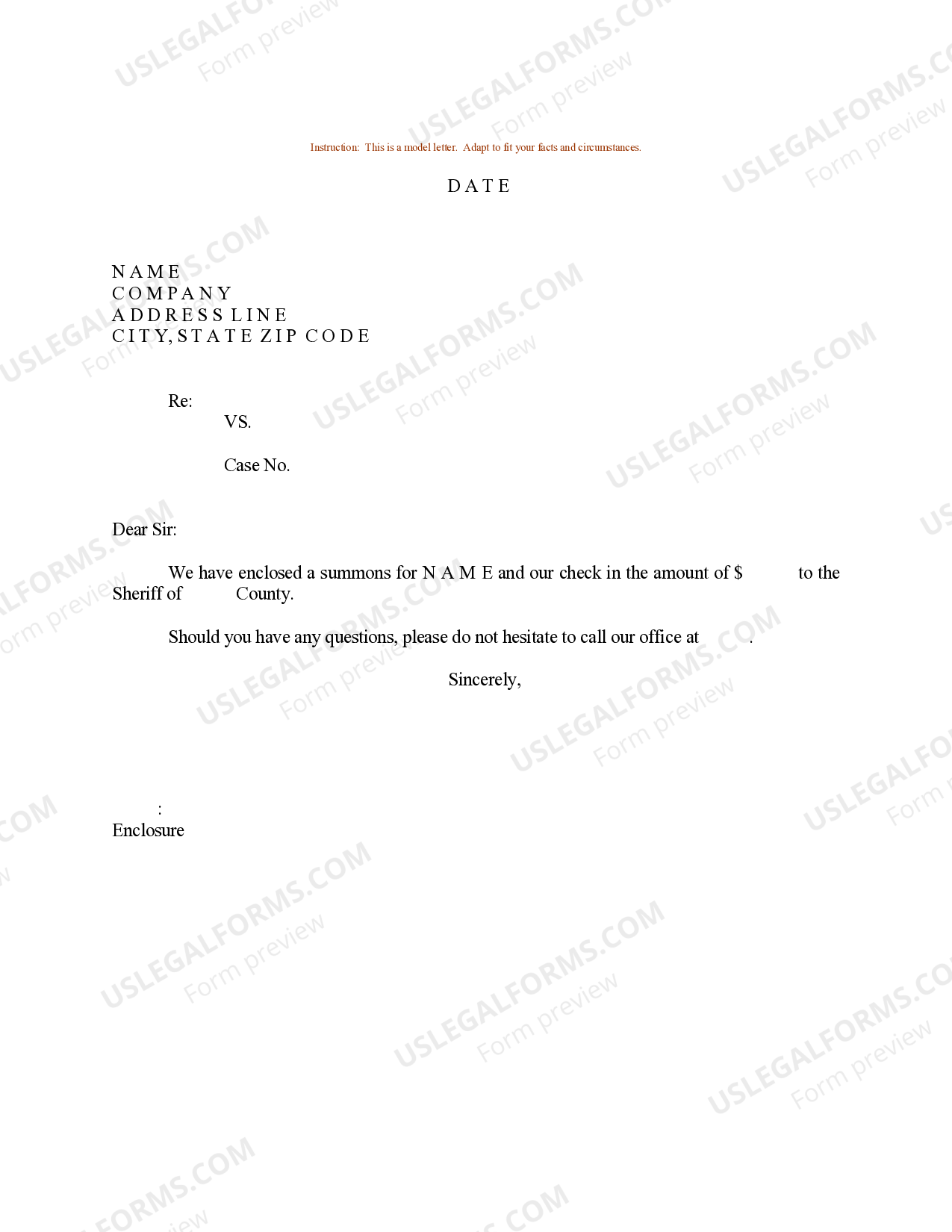 Sample Business Letter With Enclosure And Cc | US Legal Forms