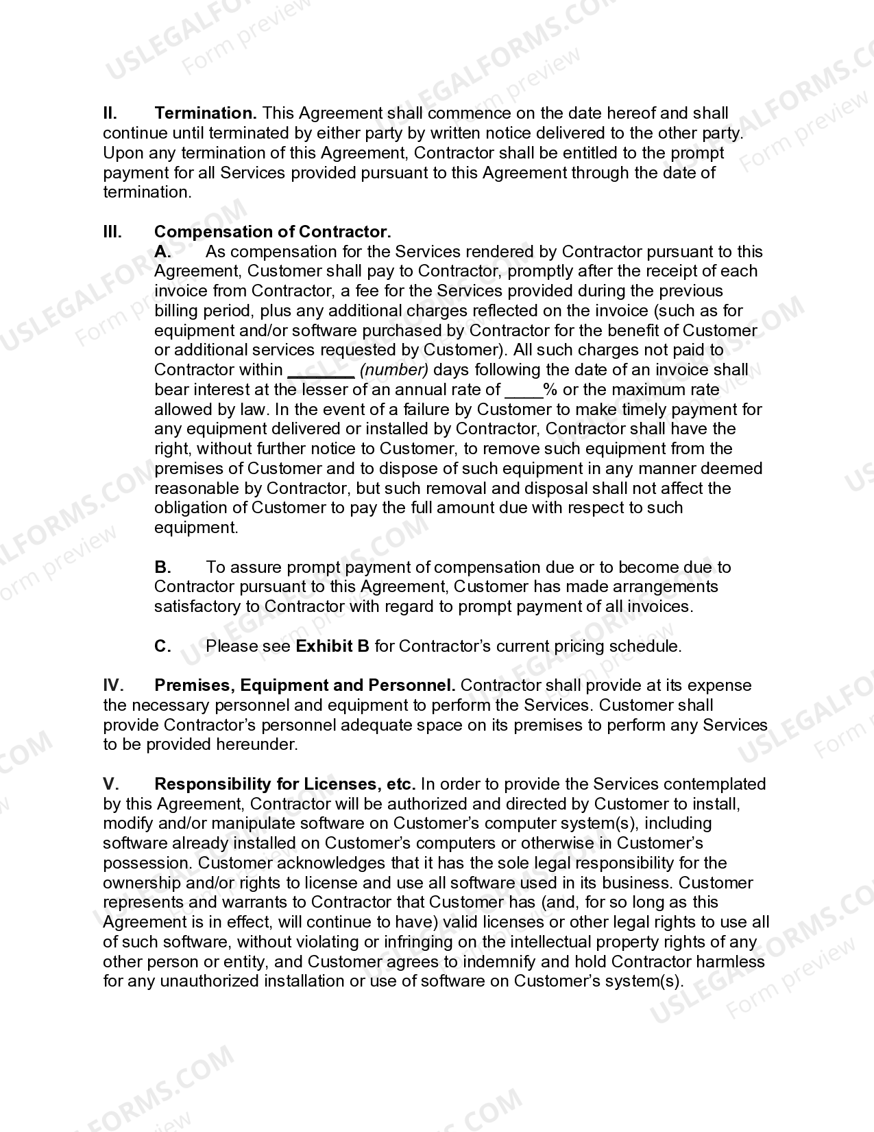 Computer Services Agreement | US Legal Forms