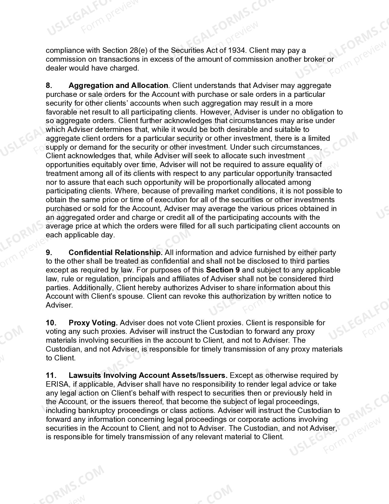 Investment Advisory Agreement | US Legal Forms