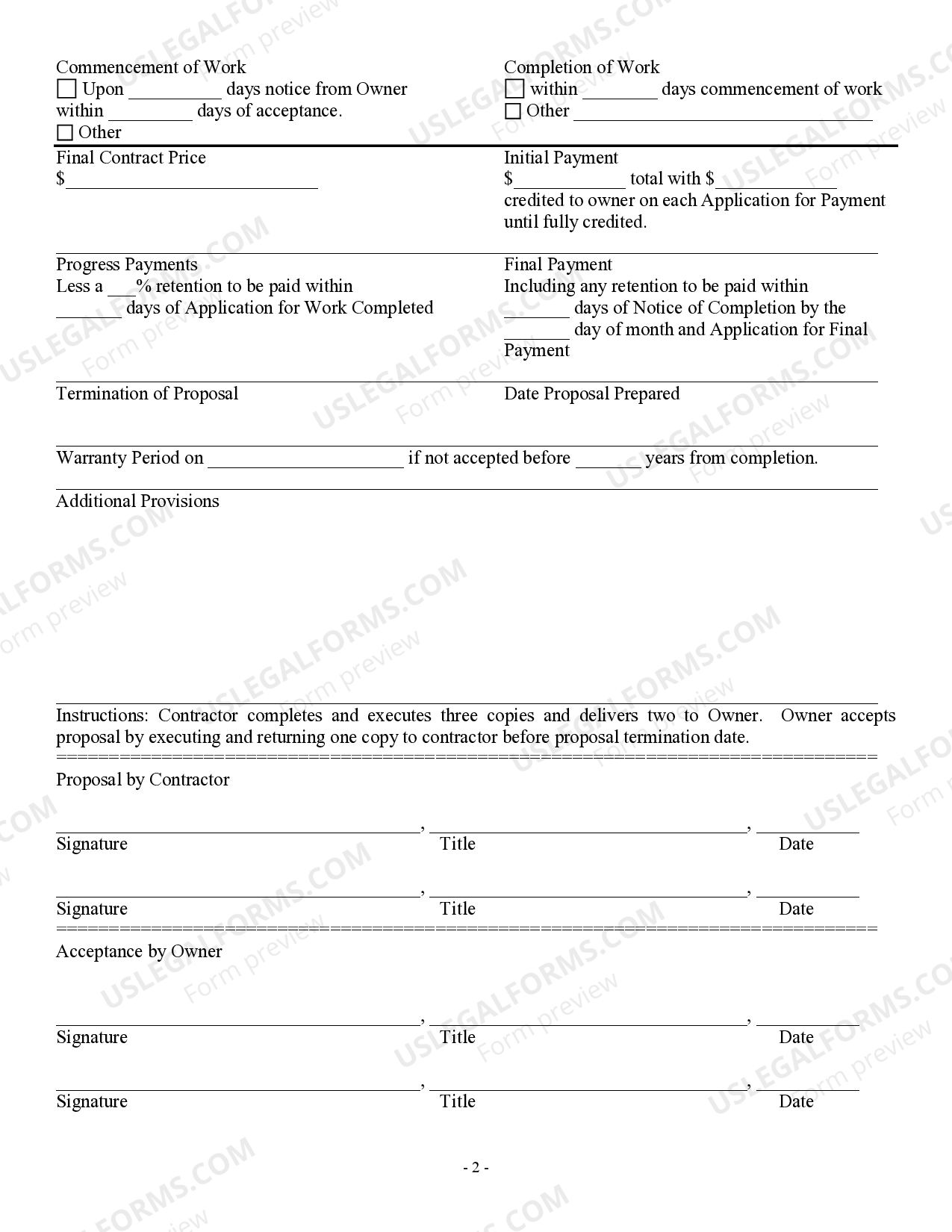 General Bid Form | US Legal Forms
