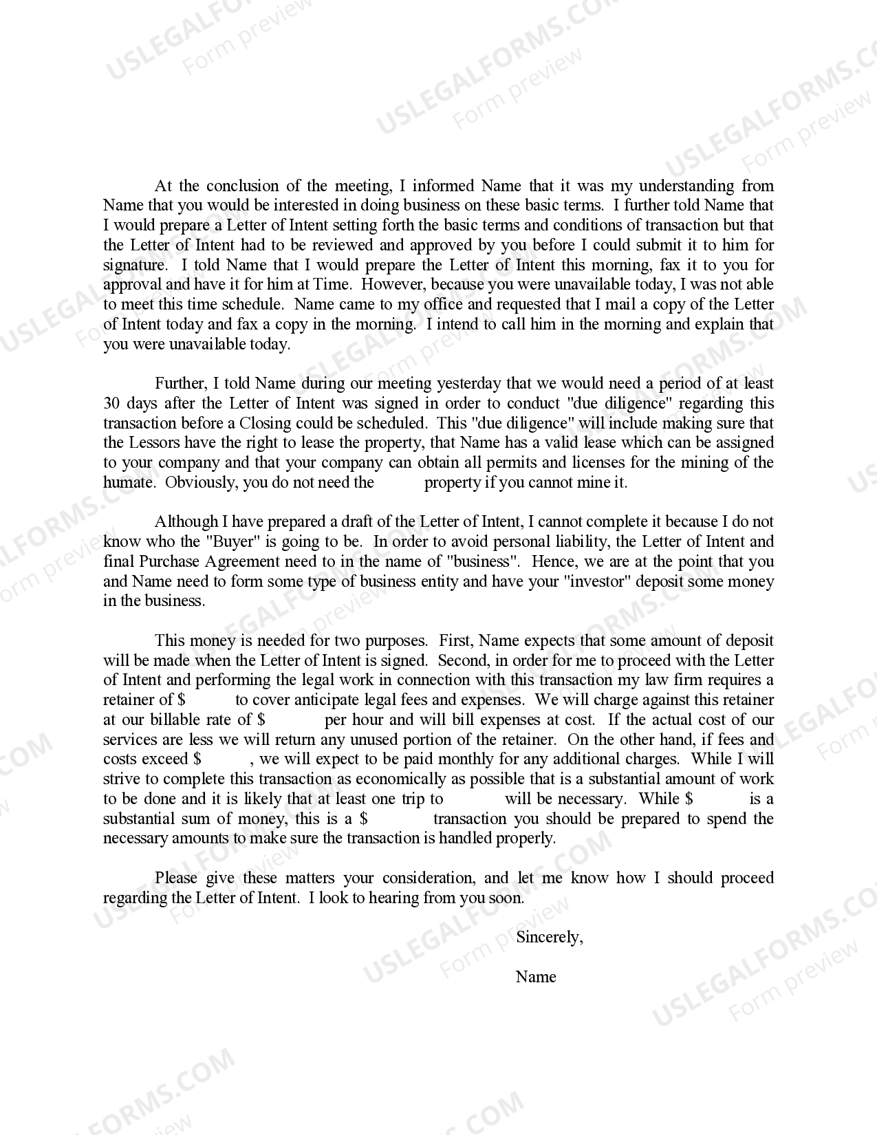 Sample Letter for Purchase of Real Property - Humate Mine - I Want To ...