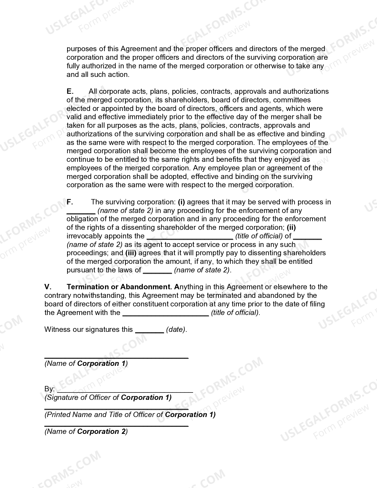 Agreement and Plan of Merger with Change in Corporations' Identity ...