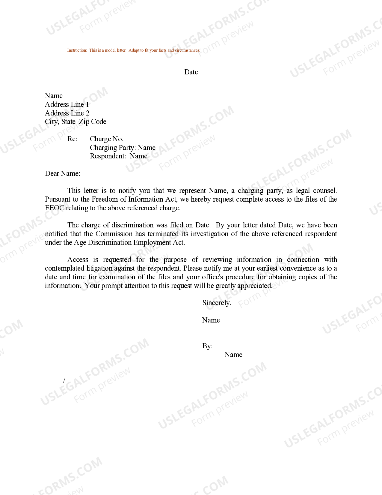 Sample Letter for Request for Access to Information regarding Age ...