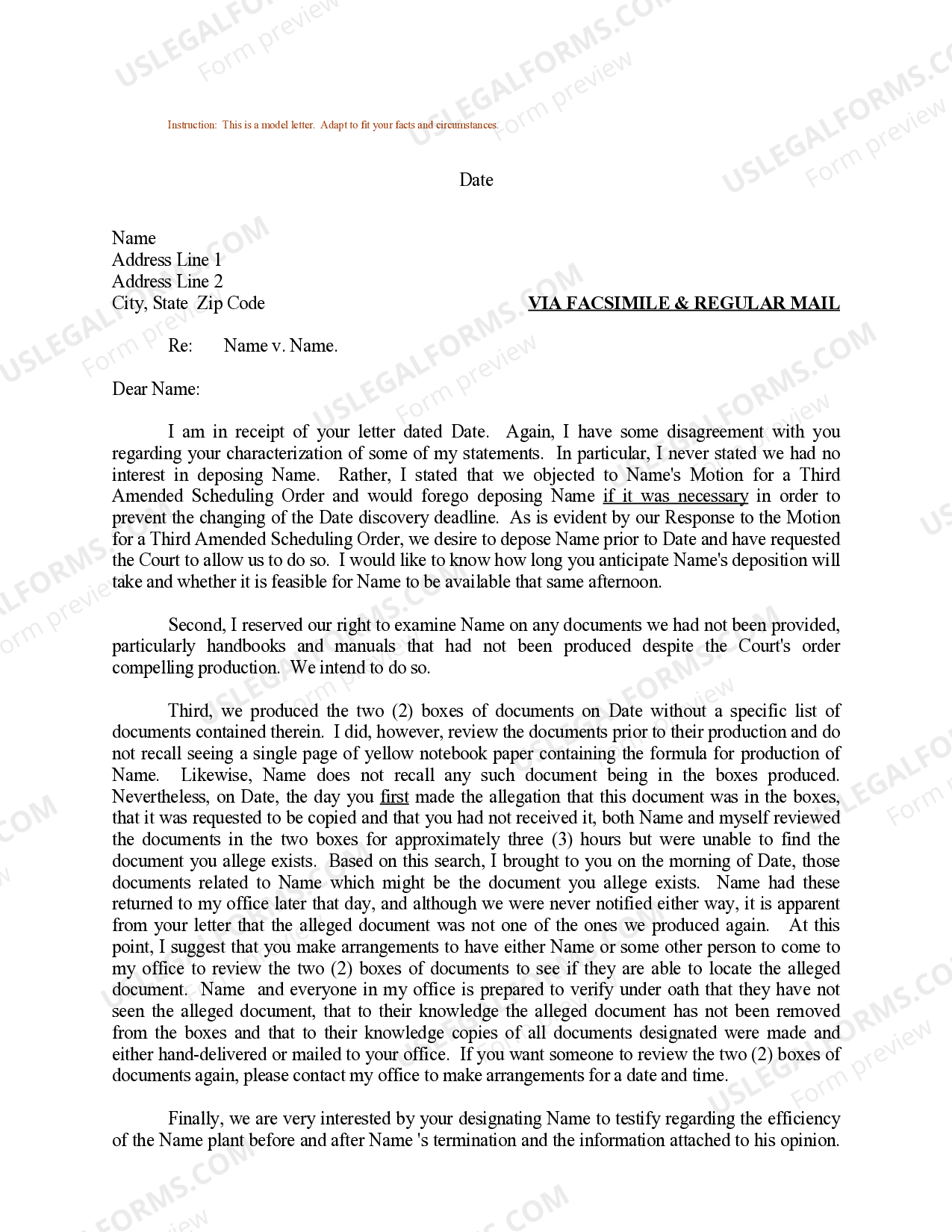Sample Letter for Detailed Discussion of Items regarding Case - Sample ...