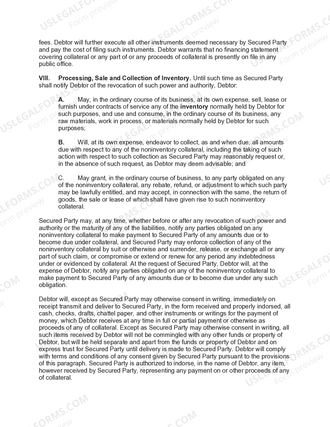 Security Agreement in Inventory, Accounts Receivable, Chattel Paper ...