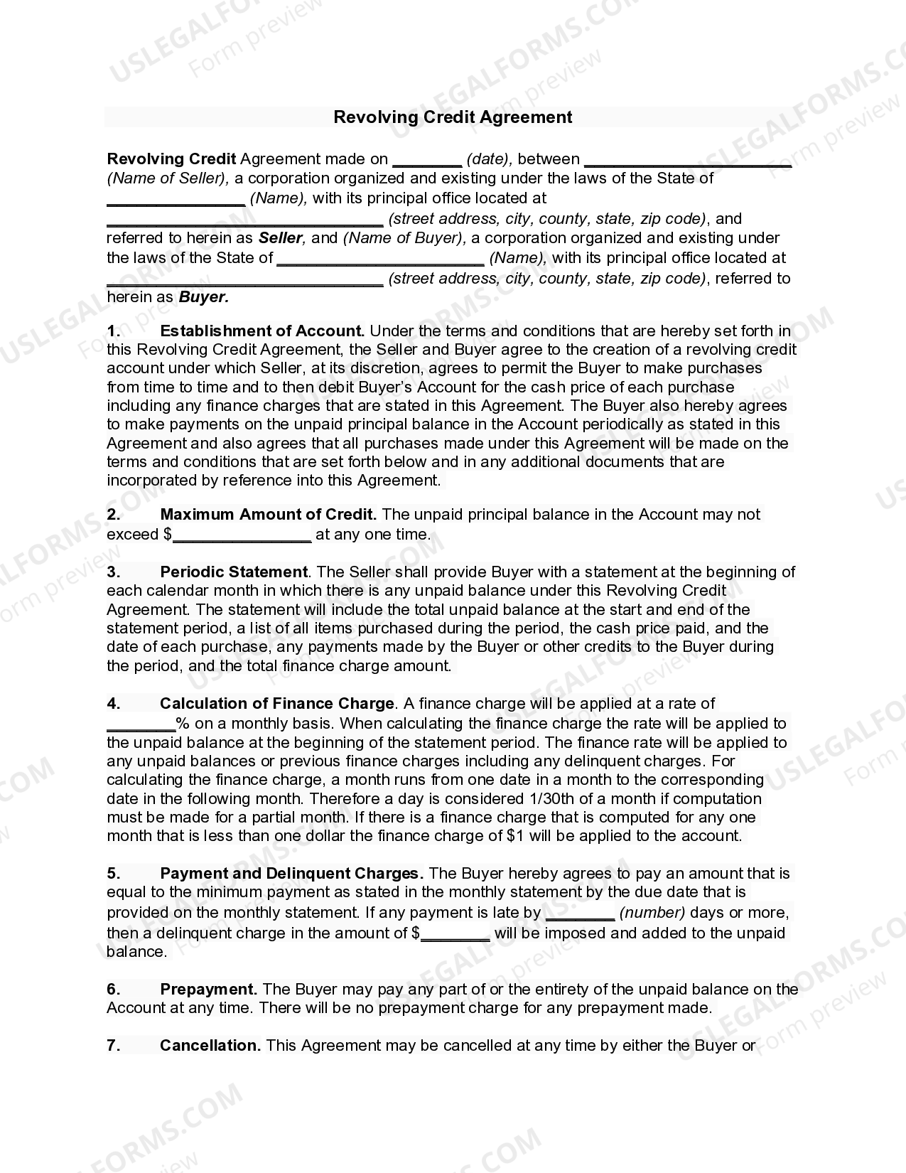 Revolving Credit Agreement | US Legal Forms