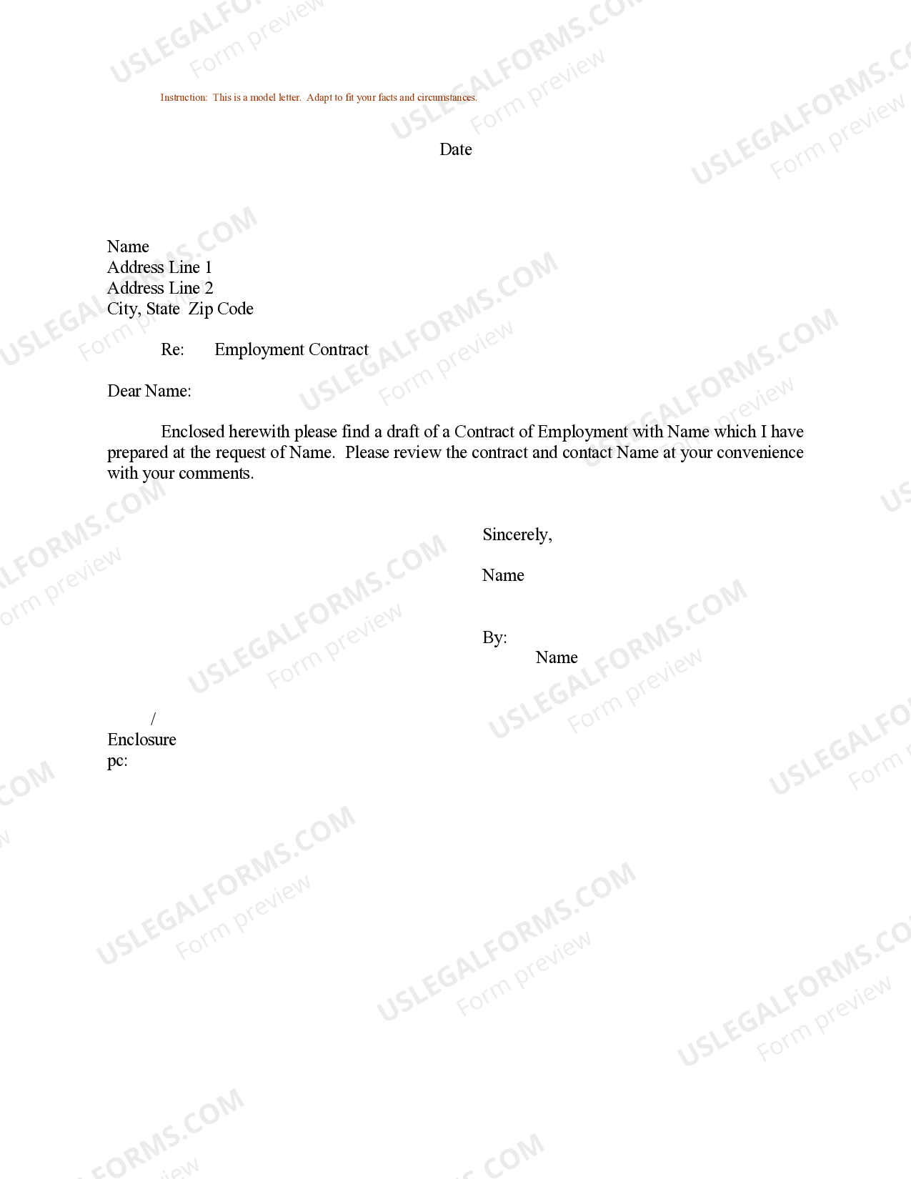 Sample Letter regarding Contract of Employment - Contract Letter Sample ...