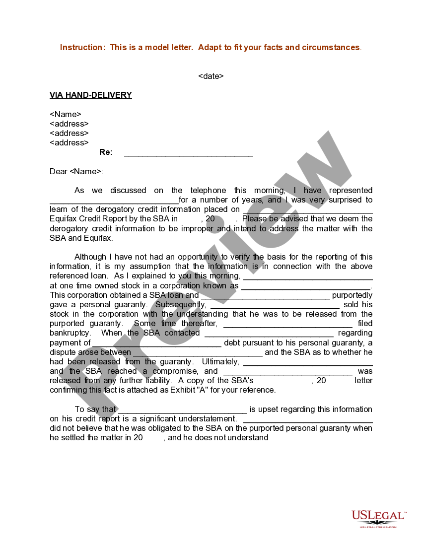 Sample Letter For Re For Removal Of Derogatory Credit Information 