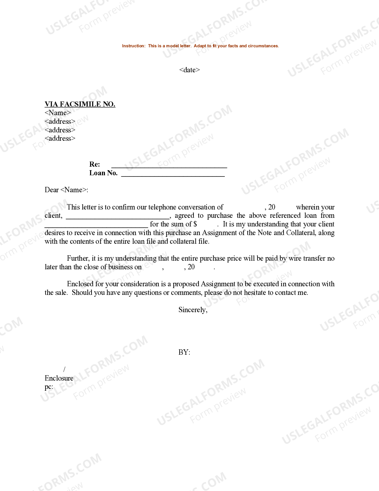 Maryland Sample Letter for Purchase of Loan | US Legal Forms