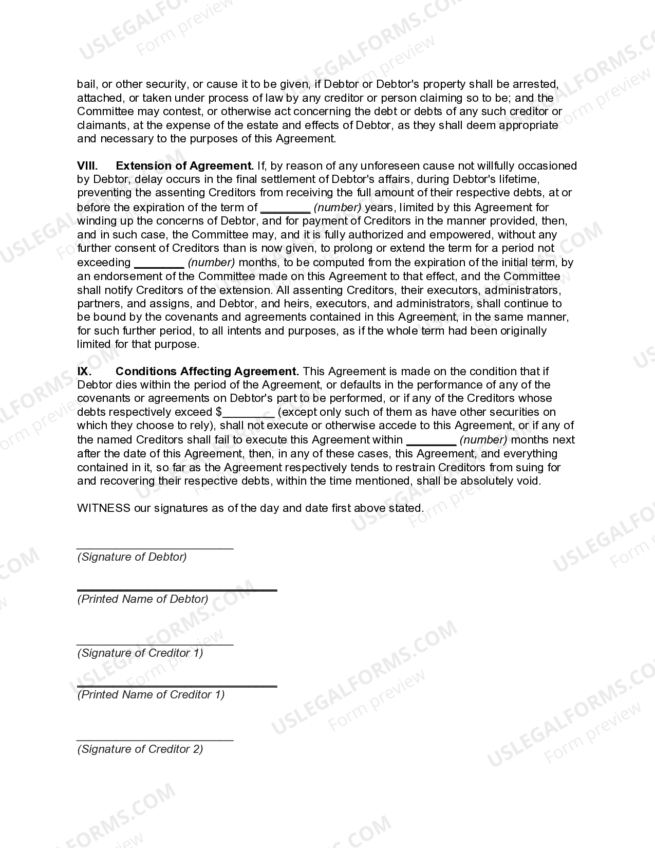 Composition Agreement with Creditors -- Debtor to Carry on Business under Inspection by ...