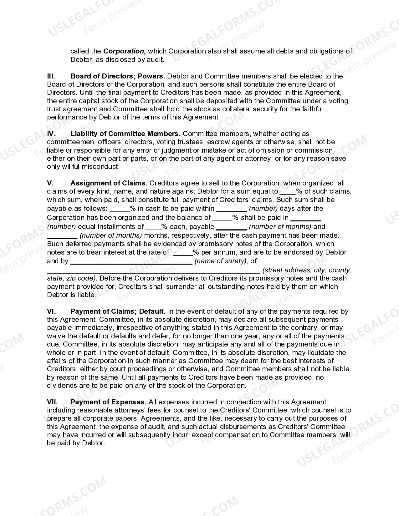 Composition with Creditors -- Formation of Corporation Controlled by ...
