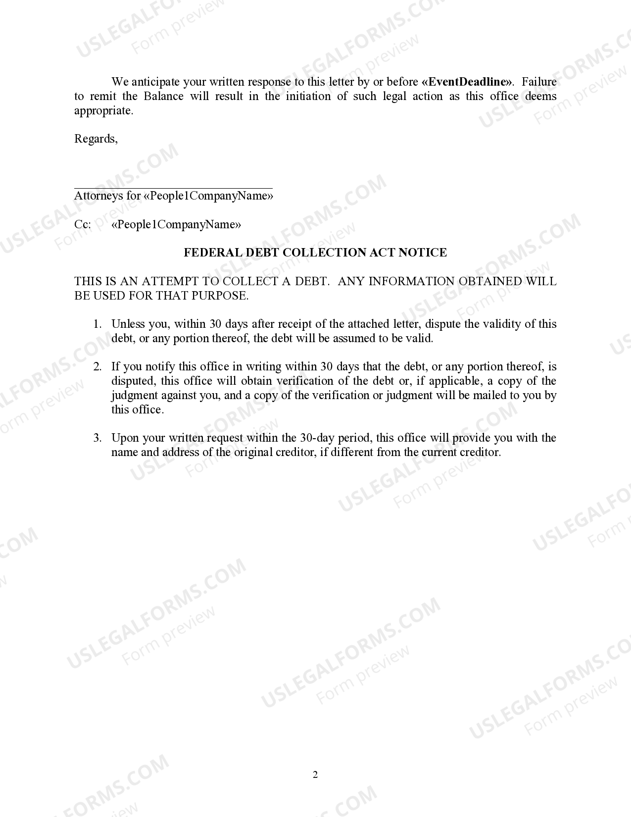 Sample Letter for Debt Collection - Debt Collection Letter | US Legal Forms