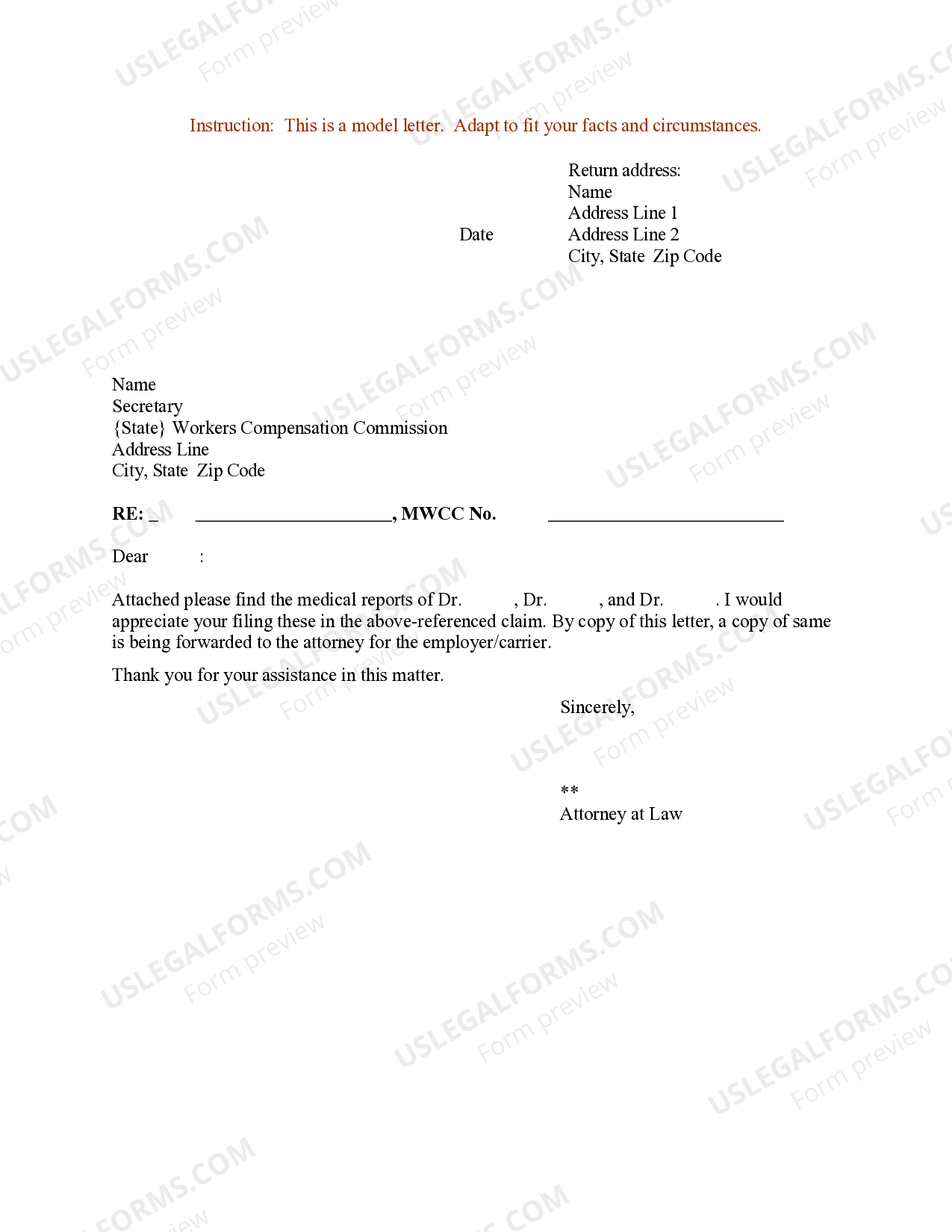 Dallas Texas Sample Letter For Enclosure Of Medical Reports US Legal