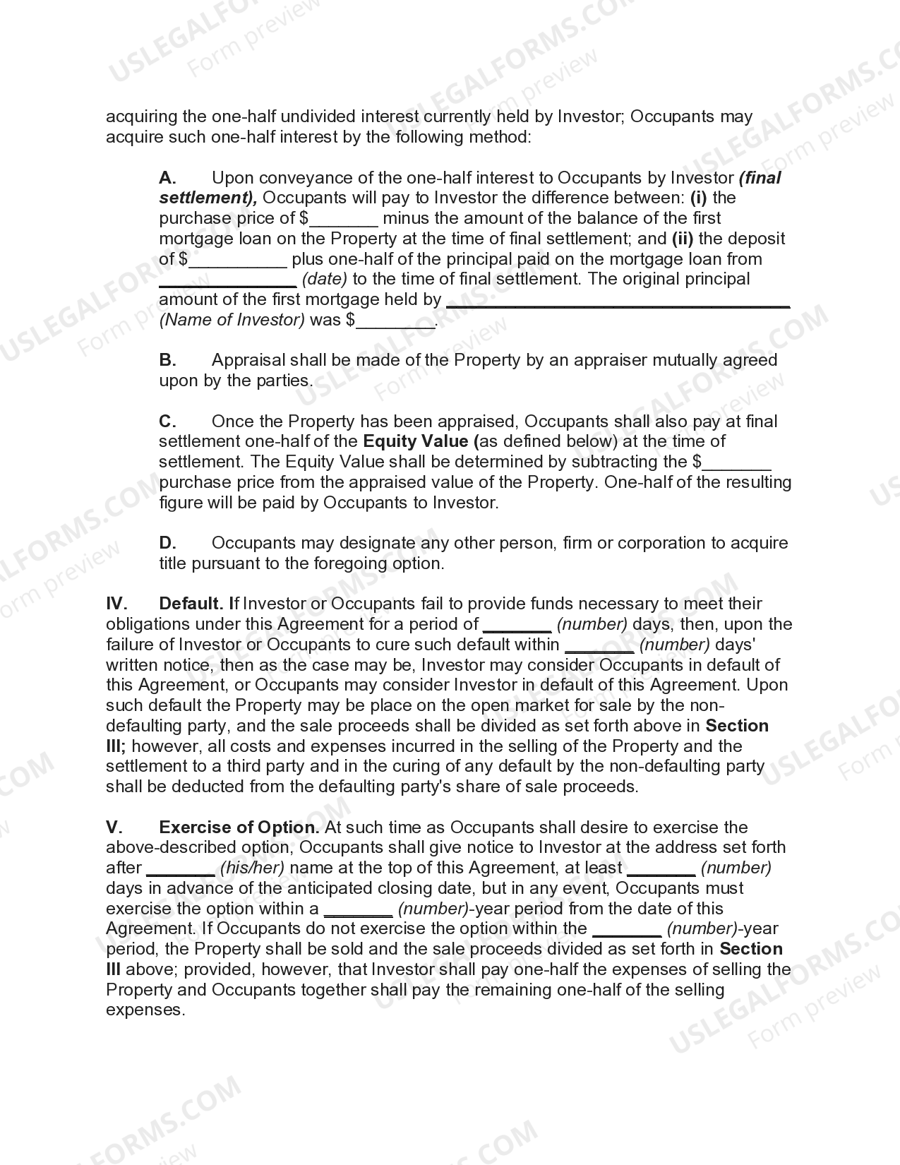 Shared Equity Financing Agreement in Connection with Joint Ownership ...