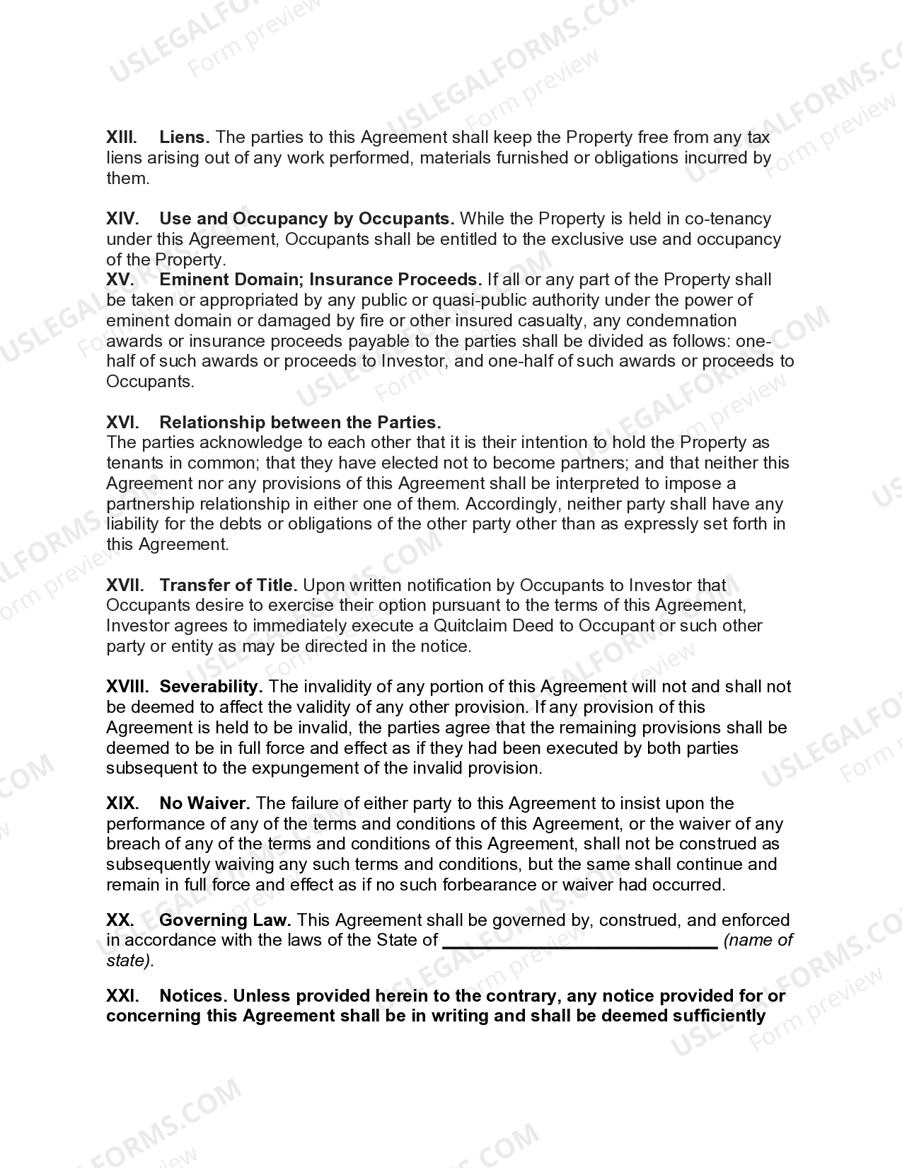 Shared Equity Financing Agreement in Connection with Joint Ownership ...