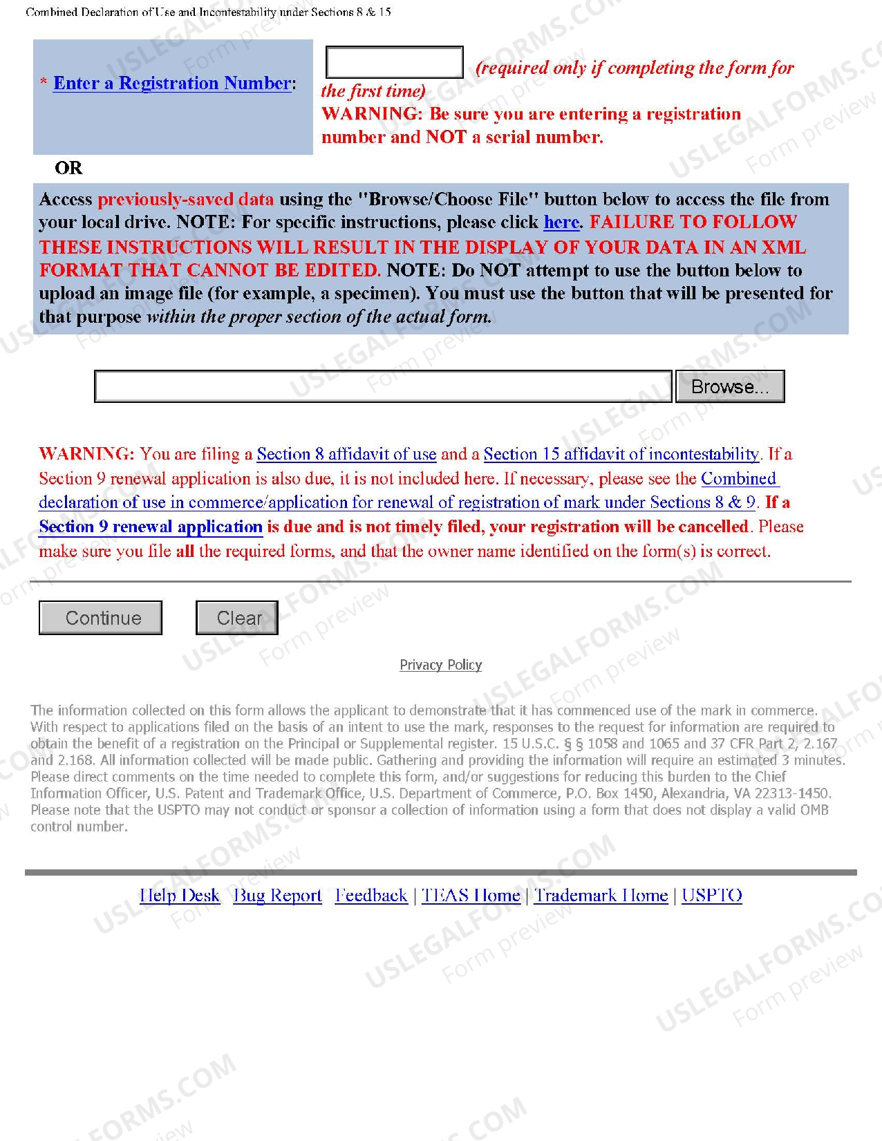 Combined Declaration of Use and Incontestability of Trademark | US ...