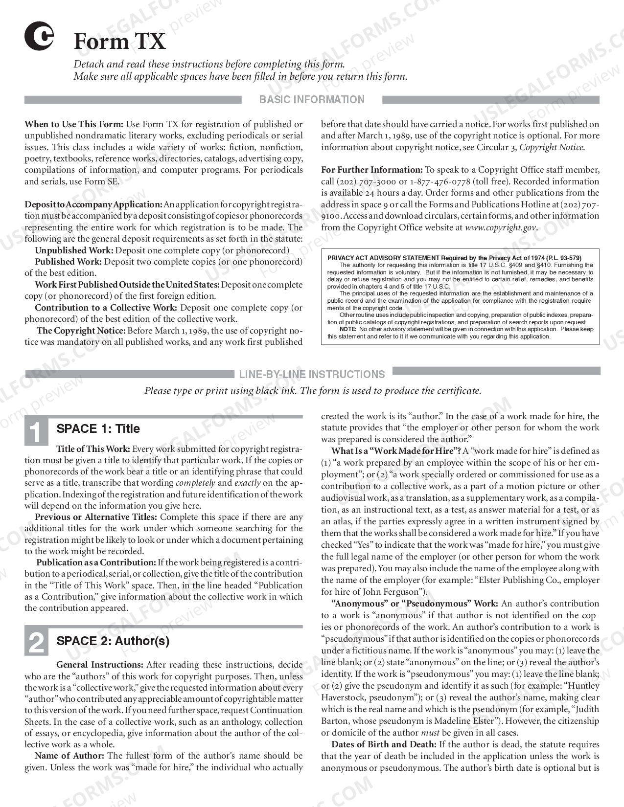 Copyright Application - Non-dramatic Literary Works | US Legal Forms