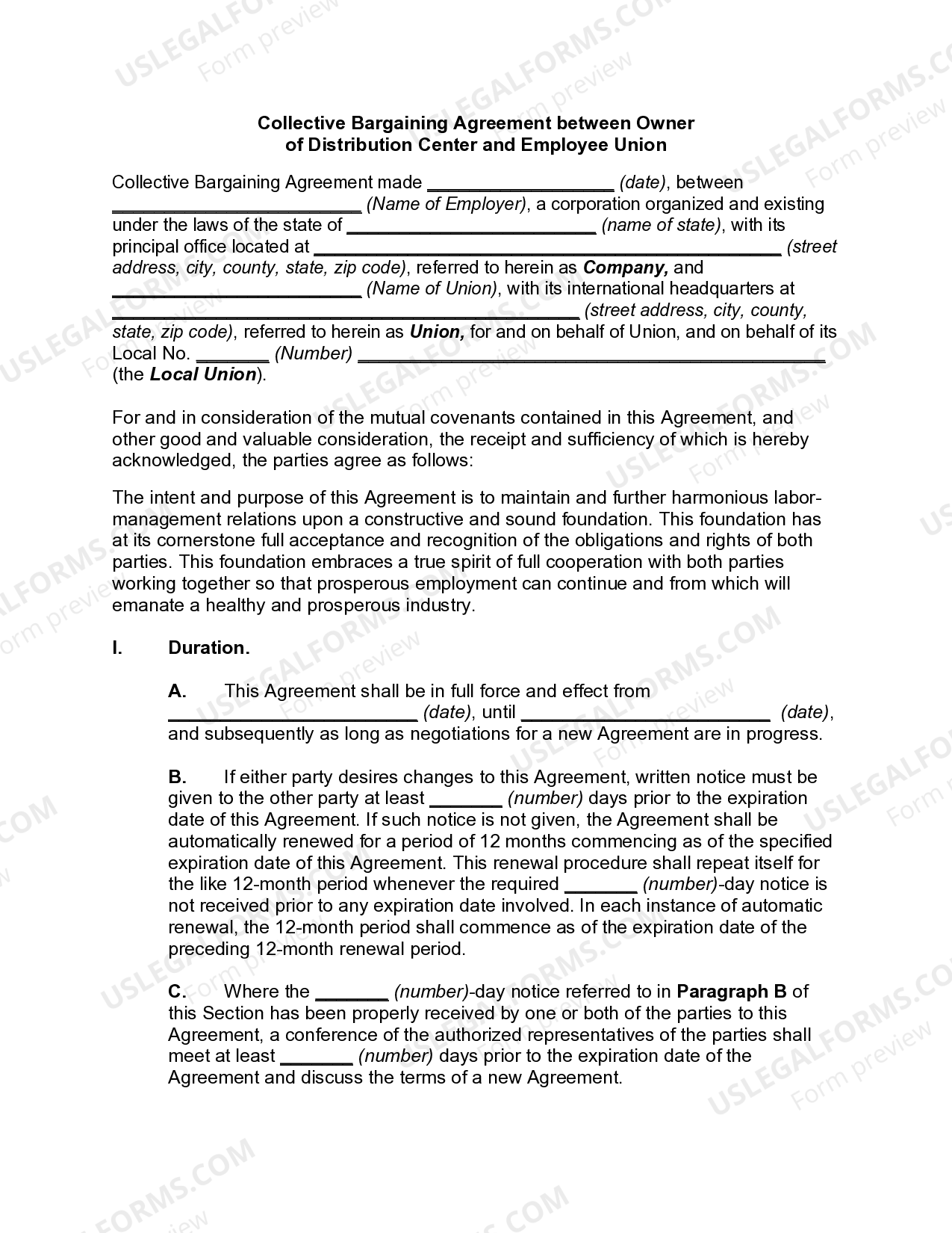 Collective Bargaining Agreement between Owner of Distribution Center ...
