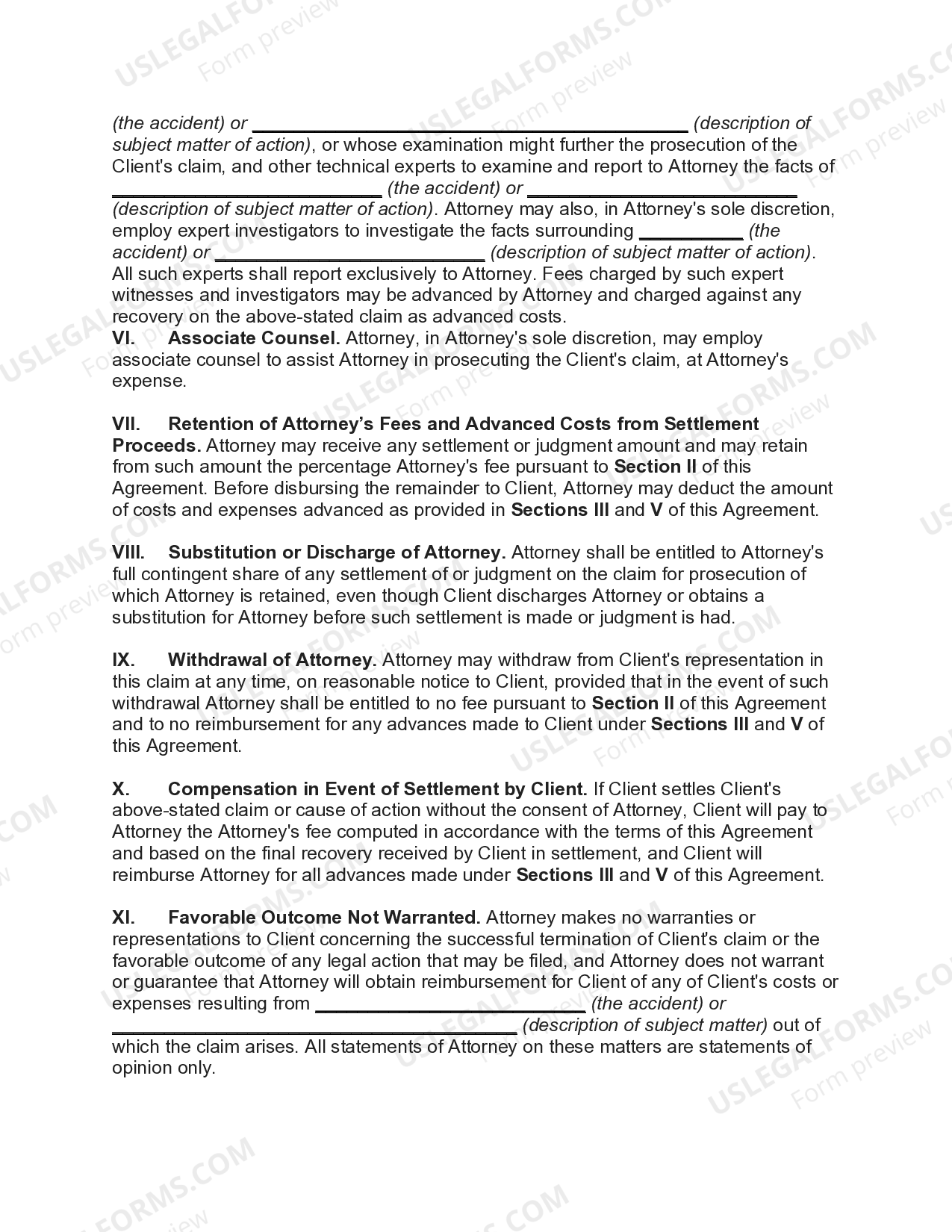 Contract to Employ Attorney on a Contingent Fee Basis - Contingent Fee ...