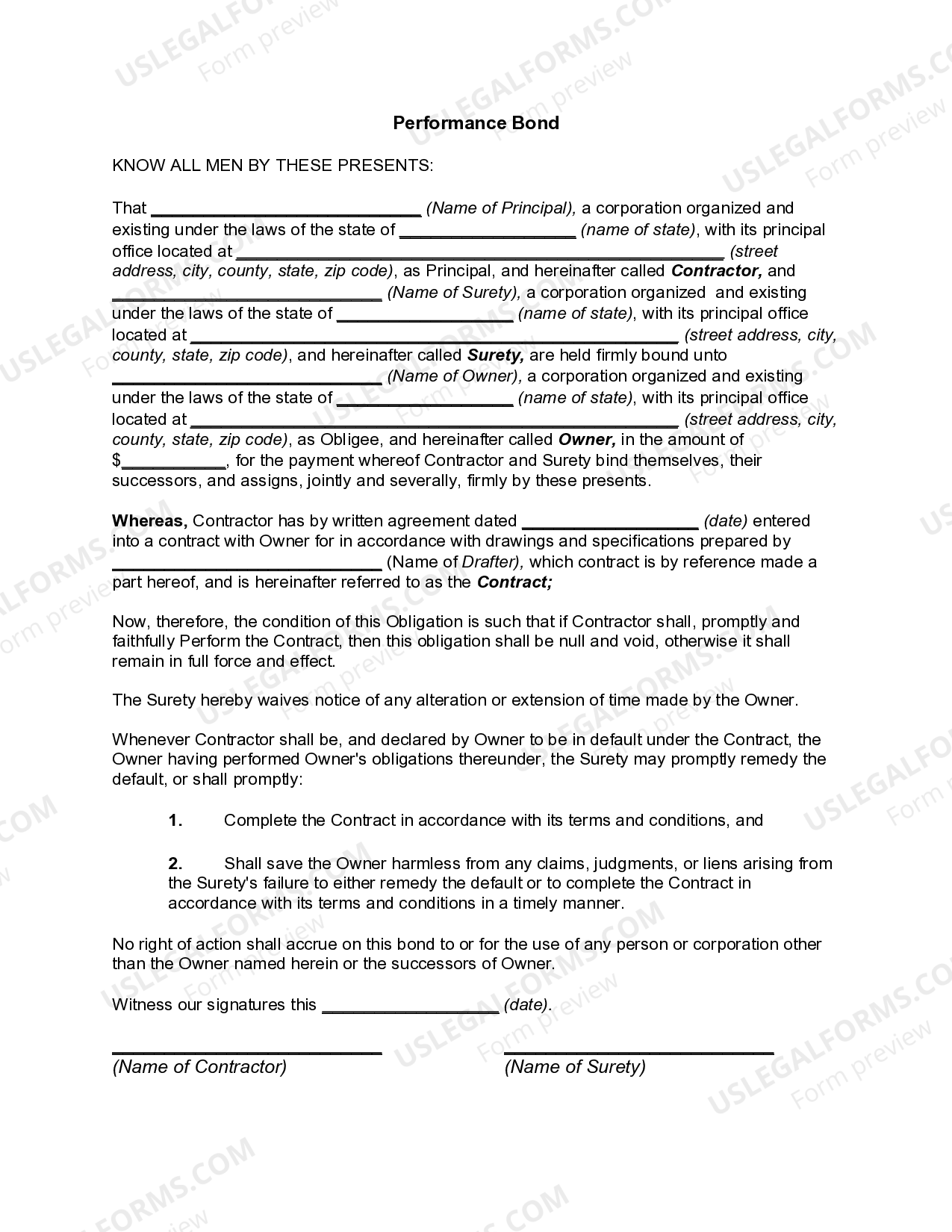 Performance Bond - Payment And Performance Bond | US Legal Forms