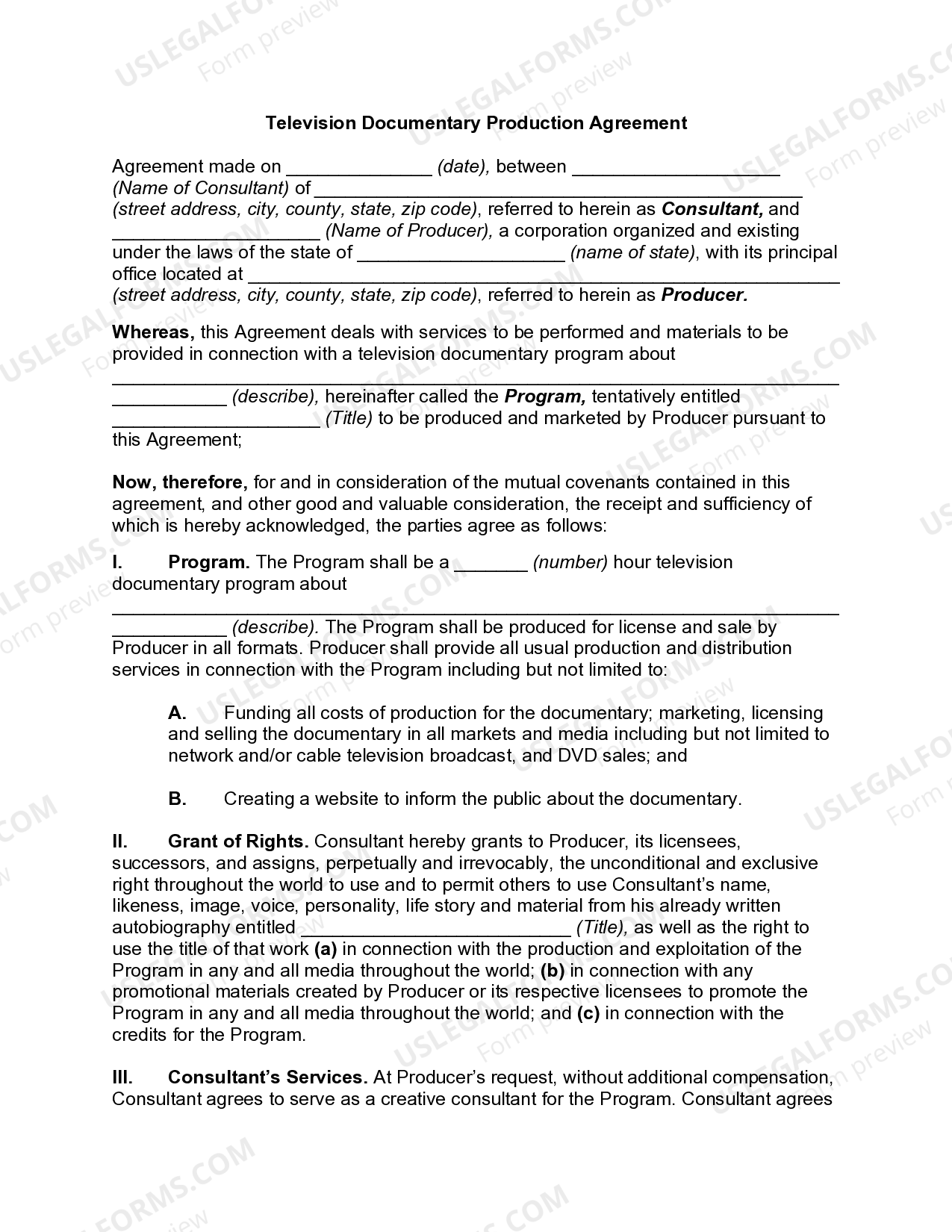 Massachusetts Television Documentary Production Agreement - Television ...