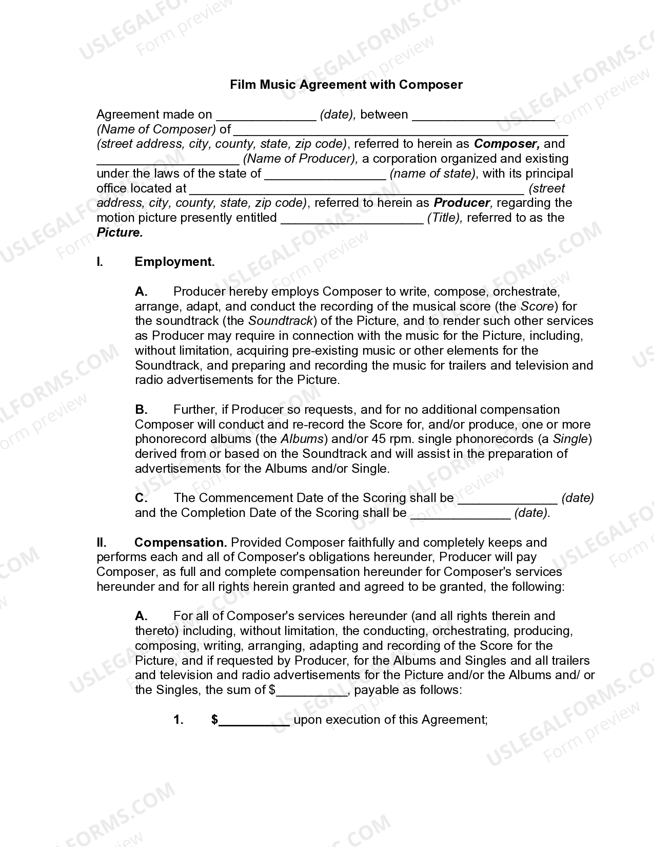 Arkansas Film Music Agreement with Composer - Film Agreement Contract ...